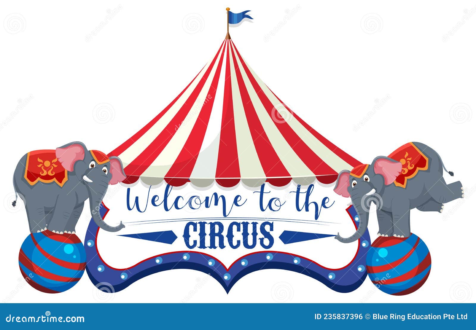 Welcome To The Circus Vector Poster With Lettering And Cartoon Cute ...
