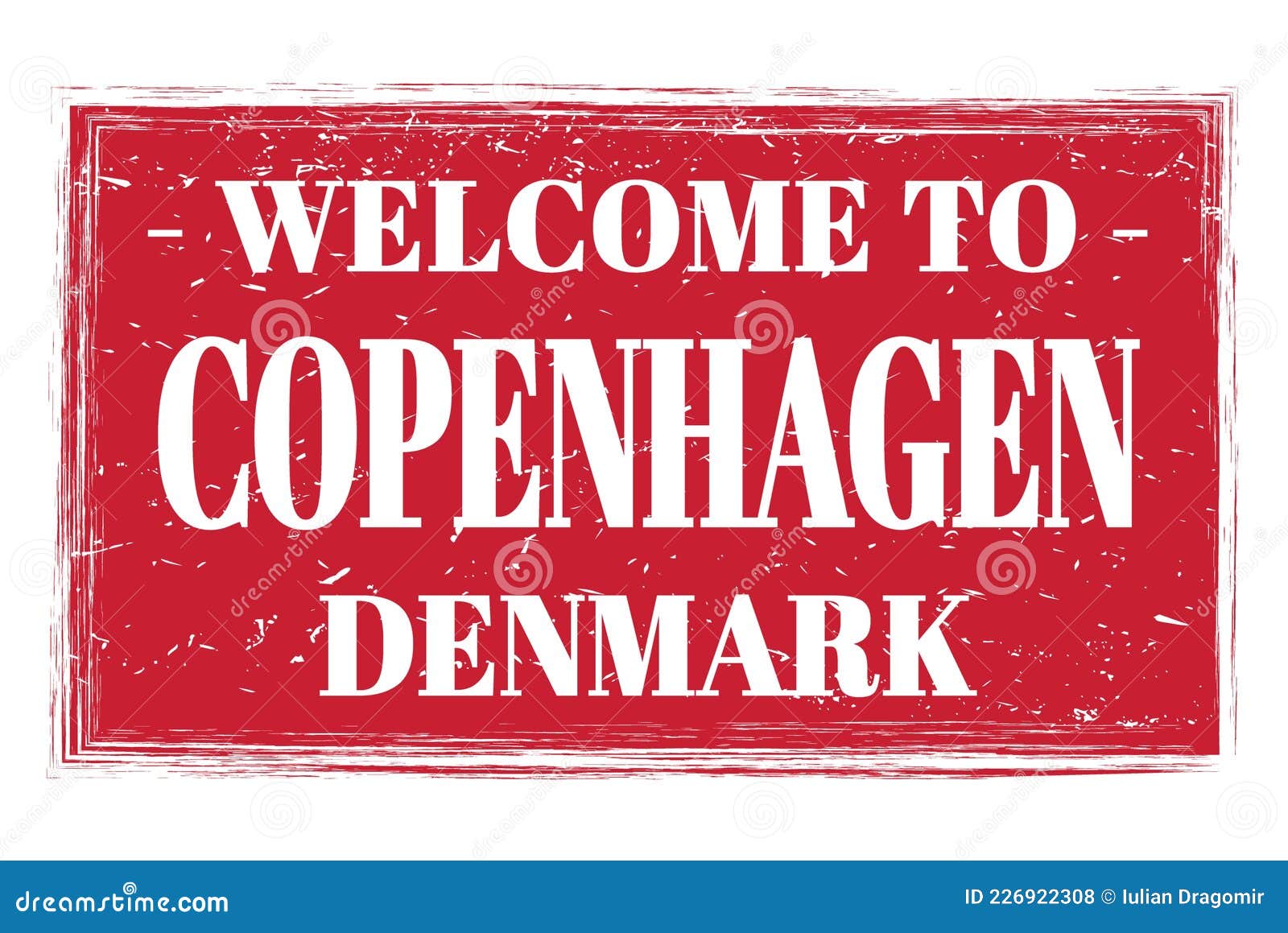 WELCOME TO COPENHAGEN - DENMARK, Words Written on Red Stamp Stock ...