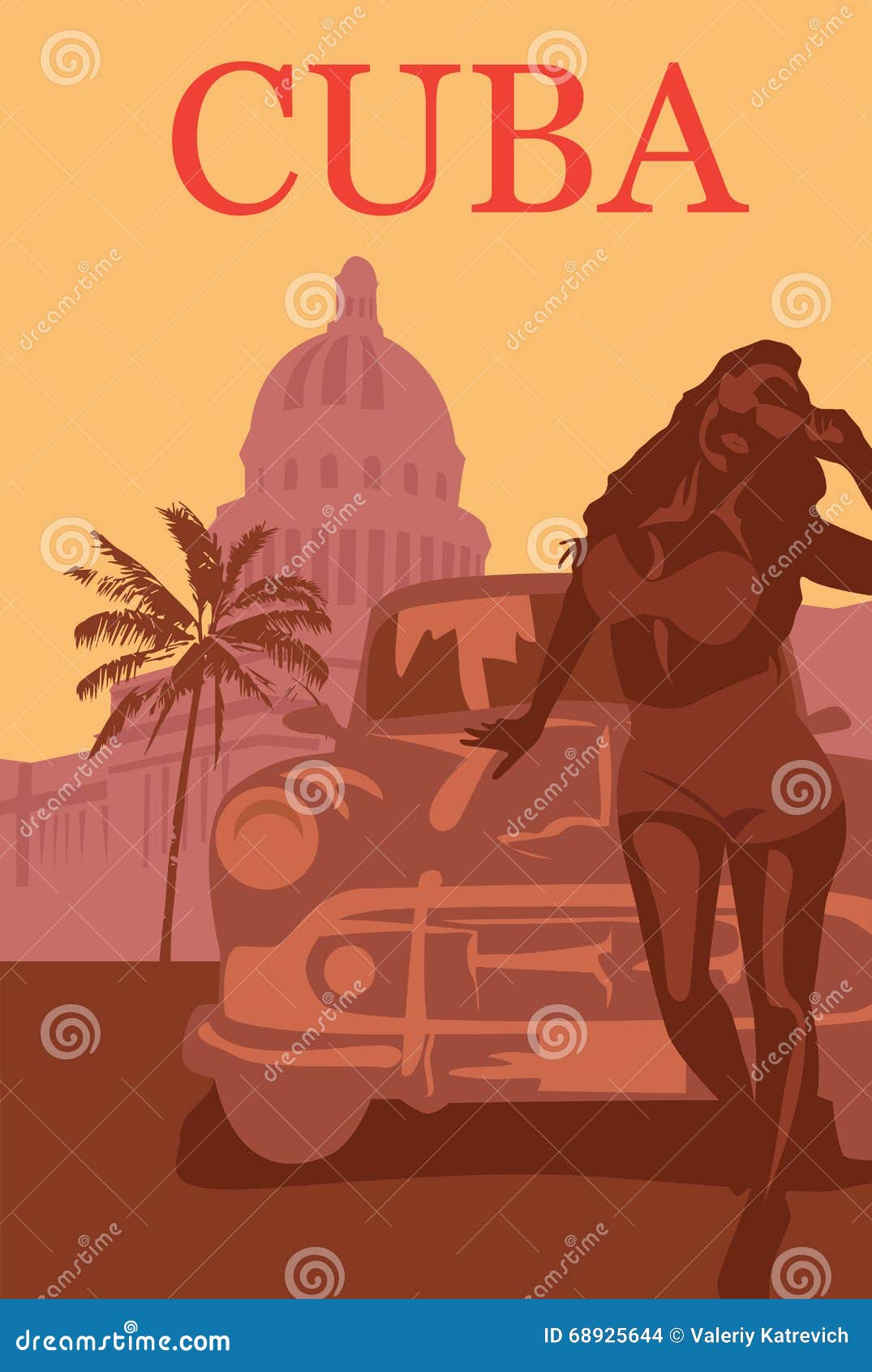 Welcome To Cuba Retro Poster Stock Vector - Illustration of postcard ...
