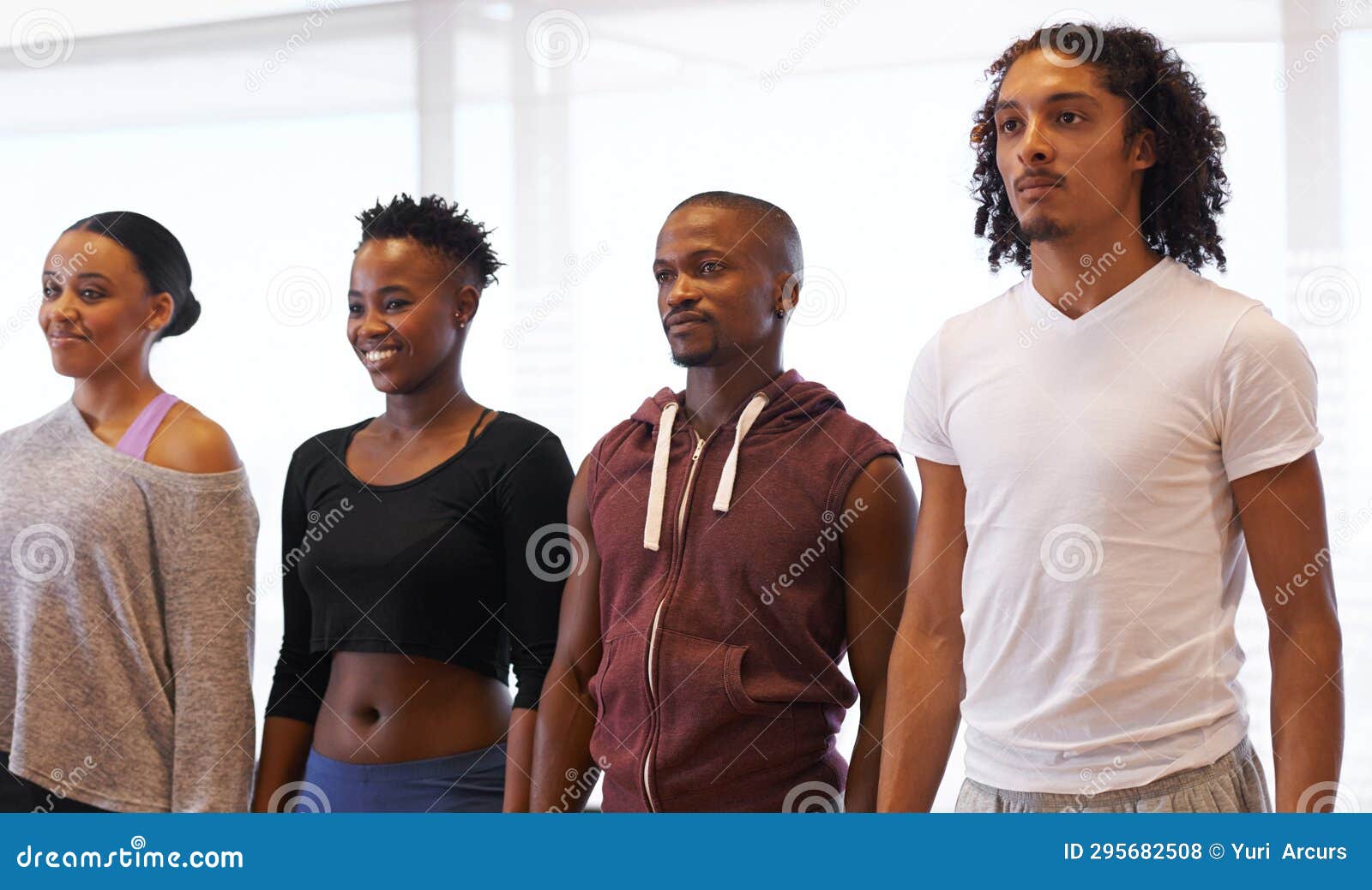 Welcome To Dance Class. a Group of Young Dancers in a Row. Stock Photo ...