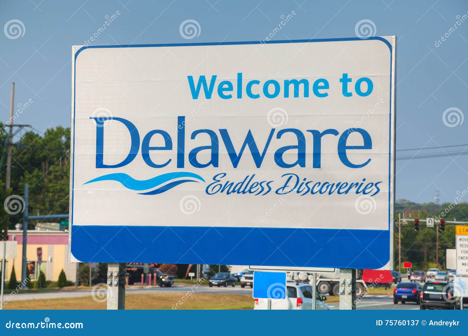 Welcome To Delaware Road Sign Stock Image - Image of states, roadside ...