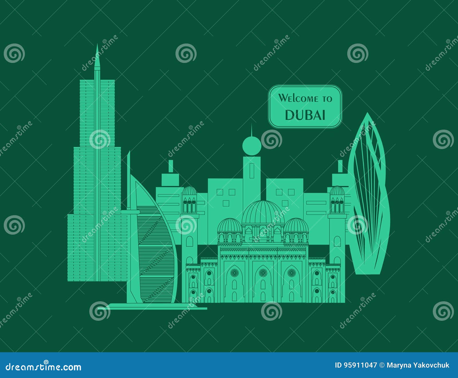 Welcome to dubai stock vector. Illustration of arab, city - 95911047