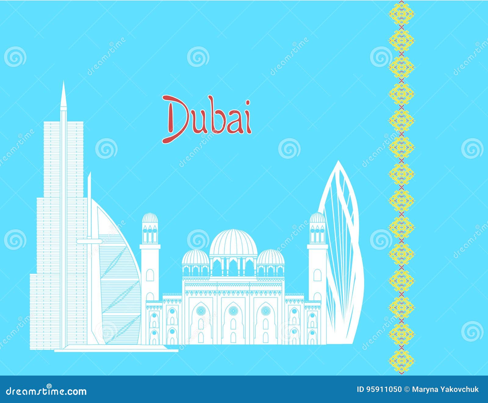 Welcome to dubai stock vector. Illustration of sign, flat - 95911050