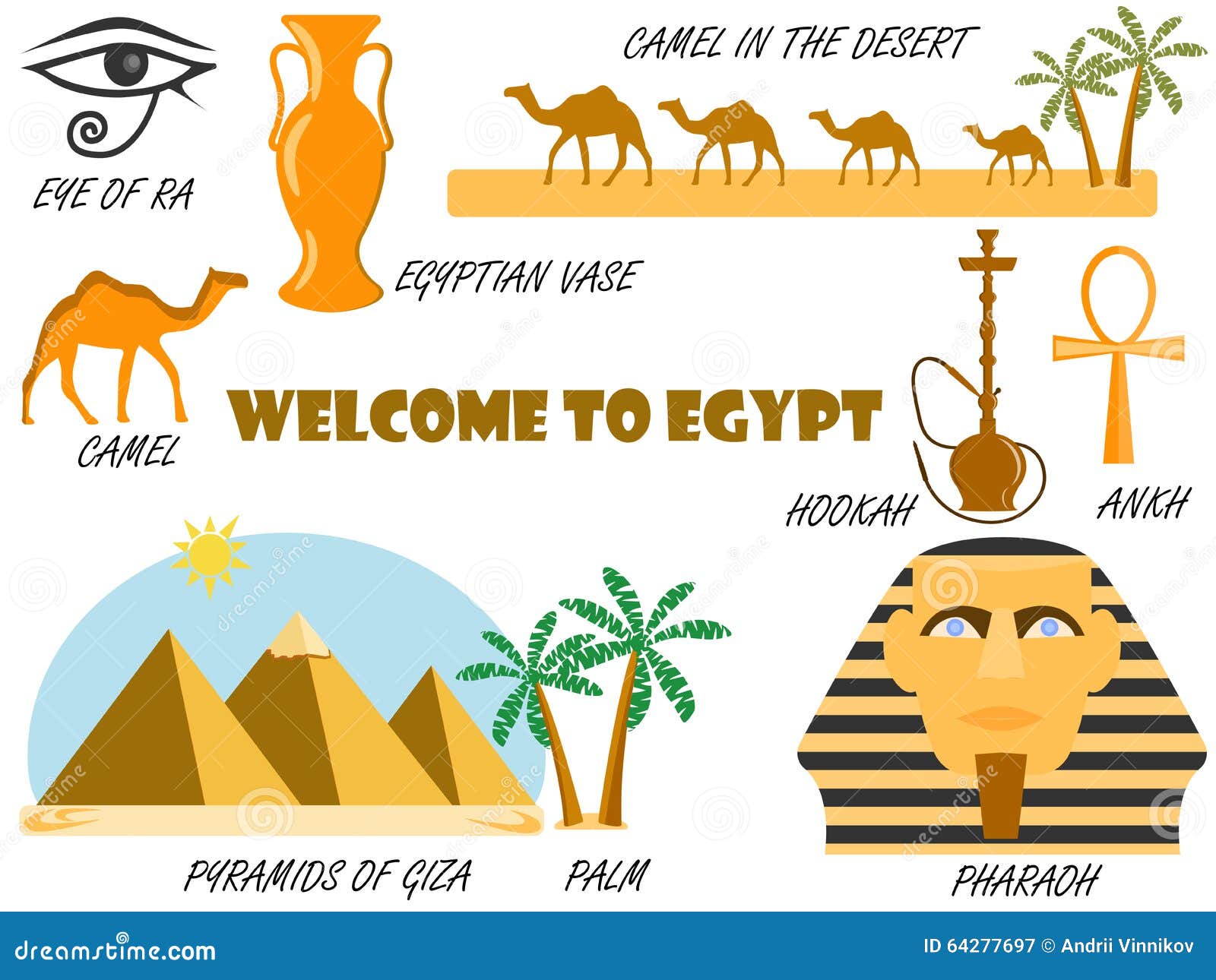 Welcome To Egypt. Symbols of Egypt. Set of Icons. Vector. Stock Vector ...