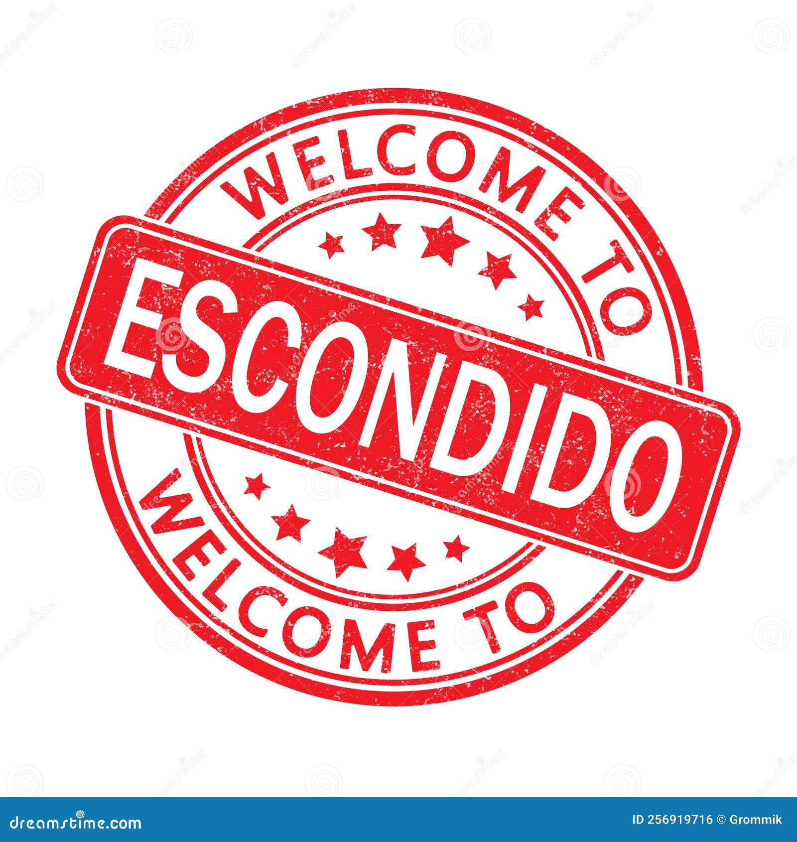 Welcome To ESCONDIDO. Impression of a Round Stamp with a Scuff Stock ...