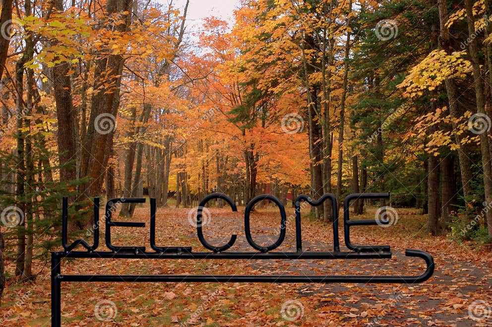 Welcome to fall stock image. Image of idea, brass, real - 4837411