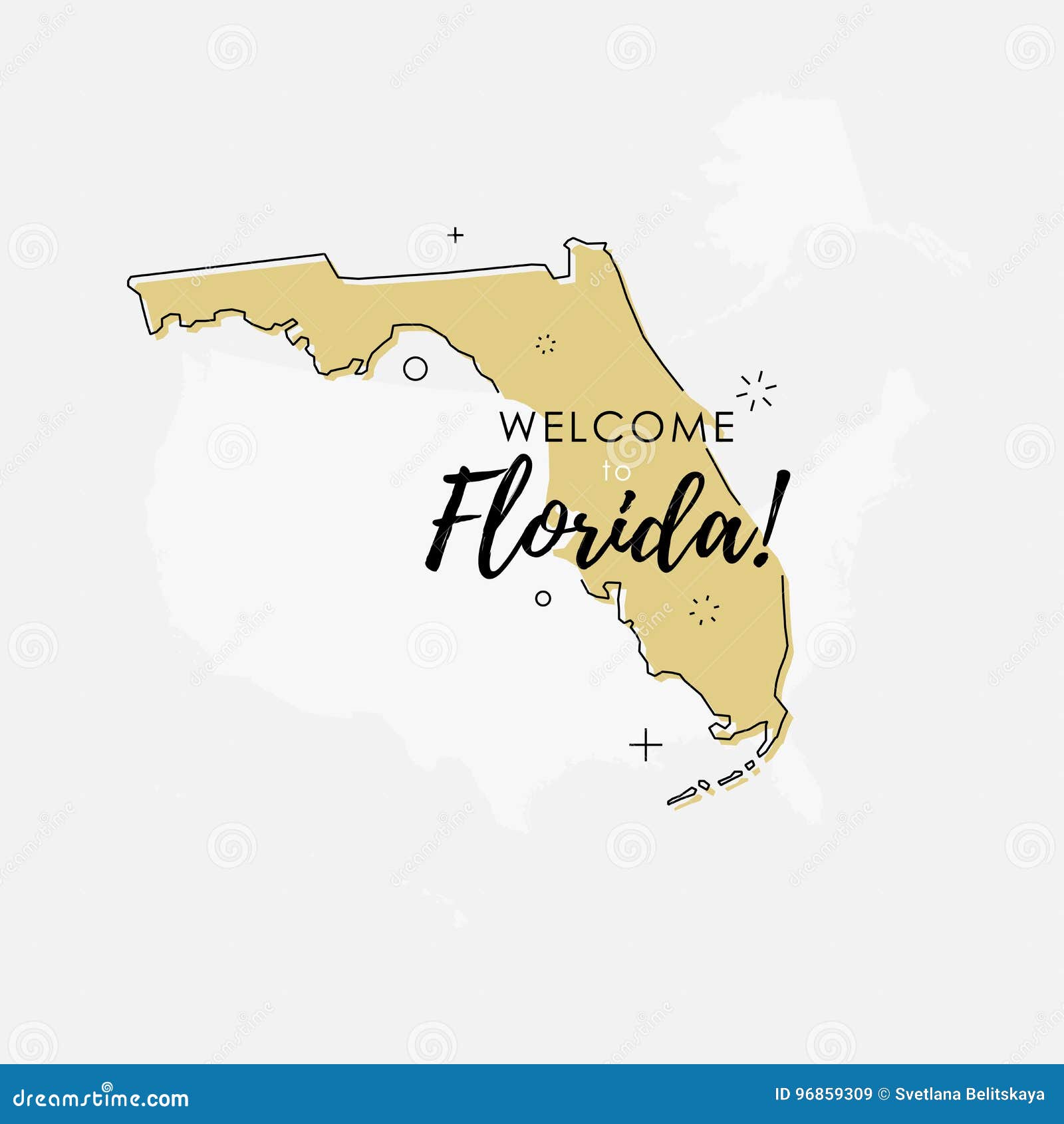 Welcome To Florida State Map Stock Illustration - Illustration of sandy ...