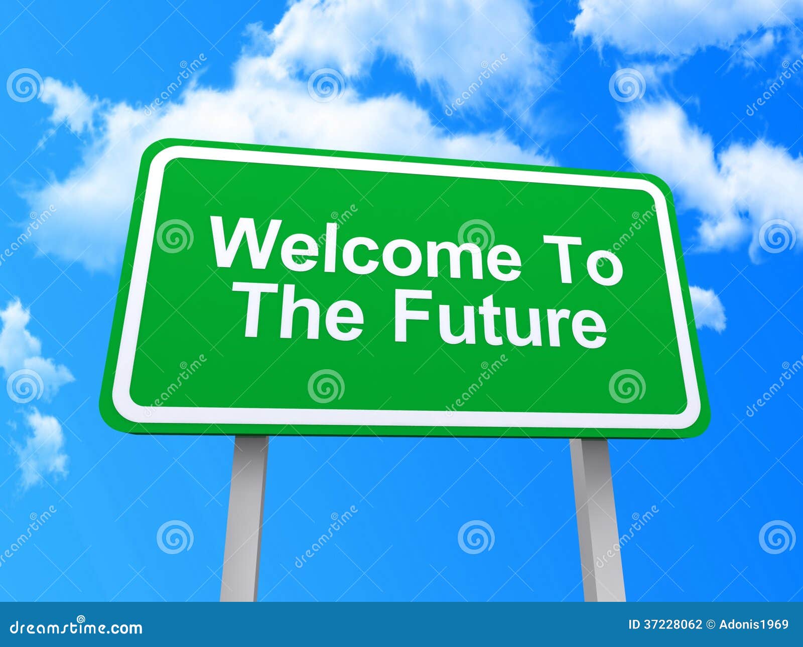 Welcome to the future sign stock photo. Image of green - 37228062