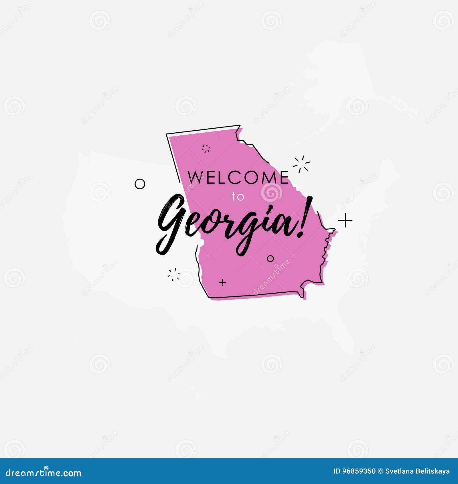 Welcome To Georgia State Map Stock Illustration - Illustration of ...