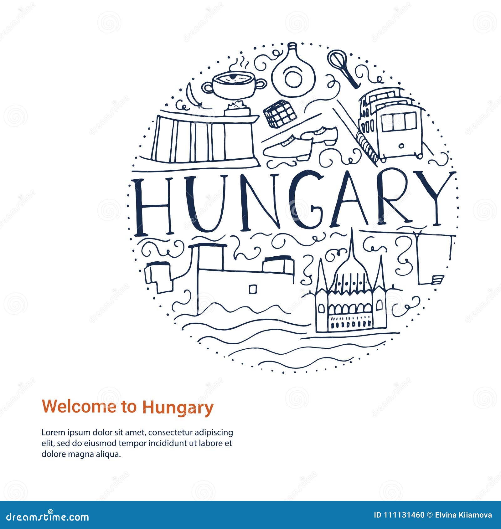 Welcome To Hungary Design Concept. Stock Illustration - Illustration of ...