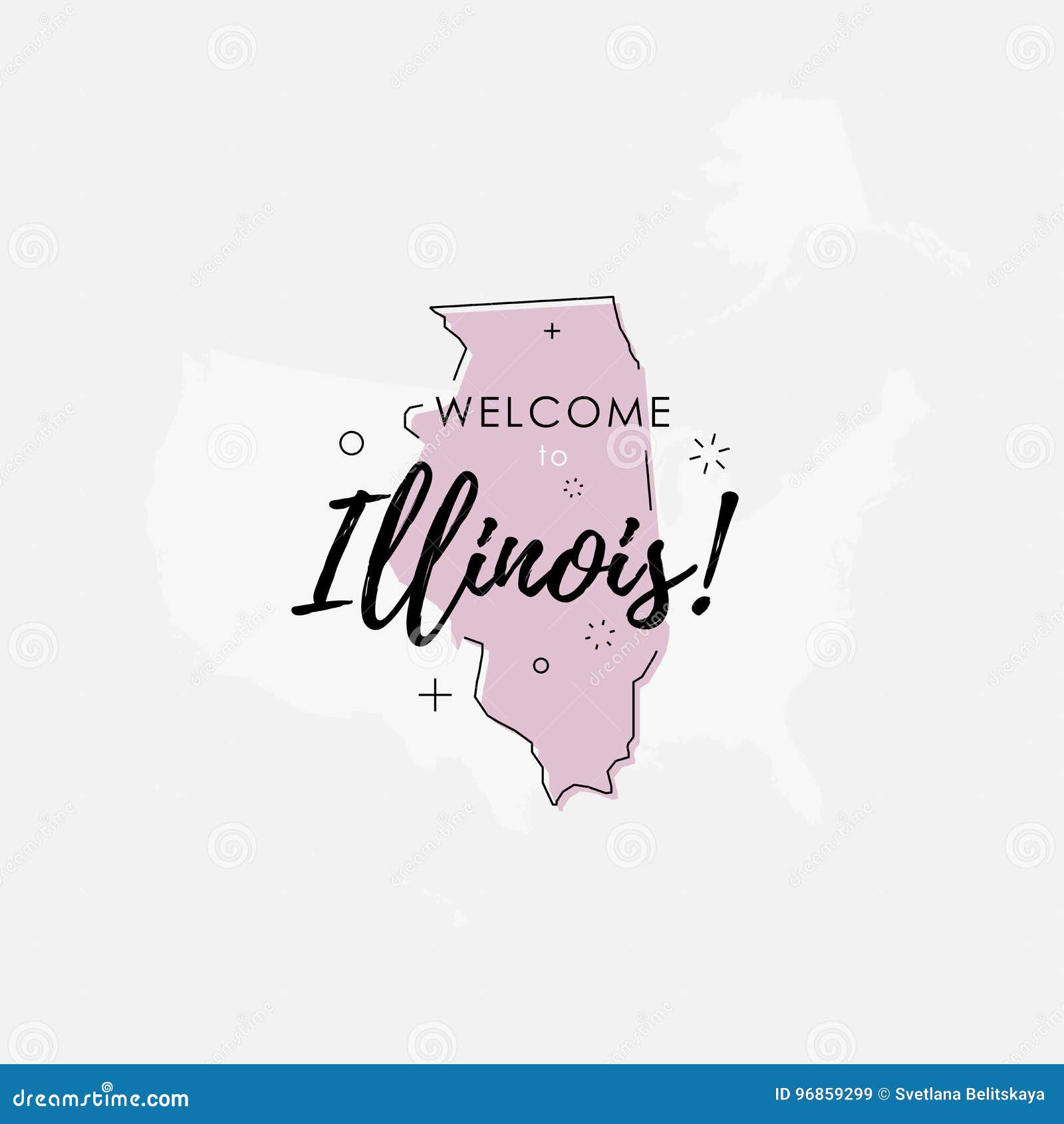 Welcome To Illinois State Map Stock Illustration - Illustration of ...
