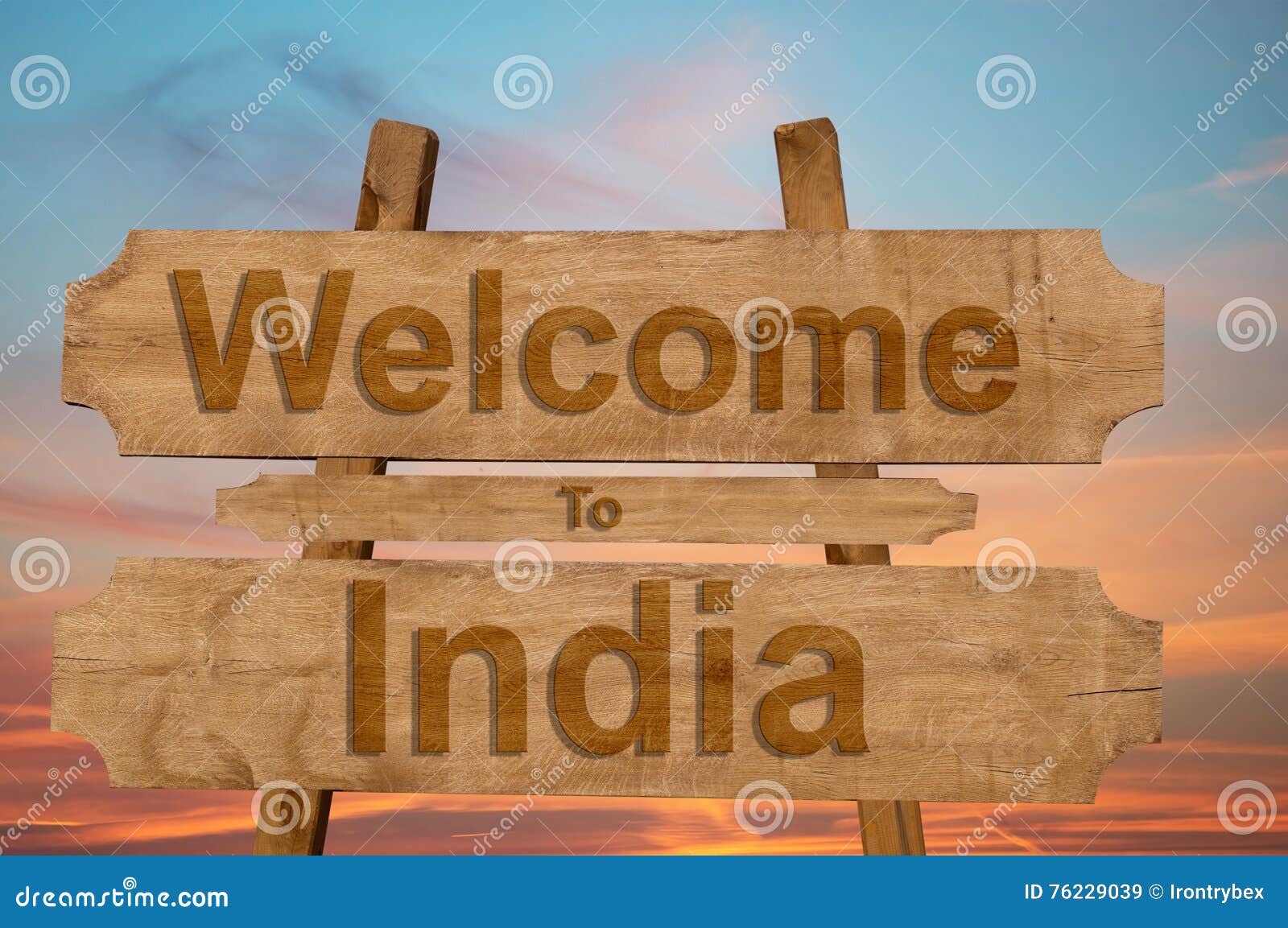 Welcome To India Sing on Wood Background Stock Image - Image of ...
