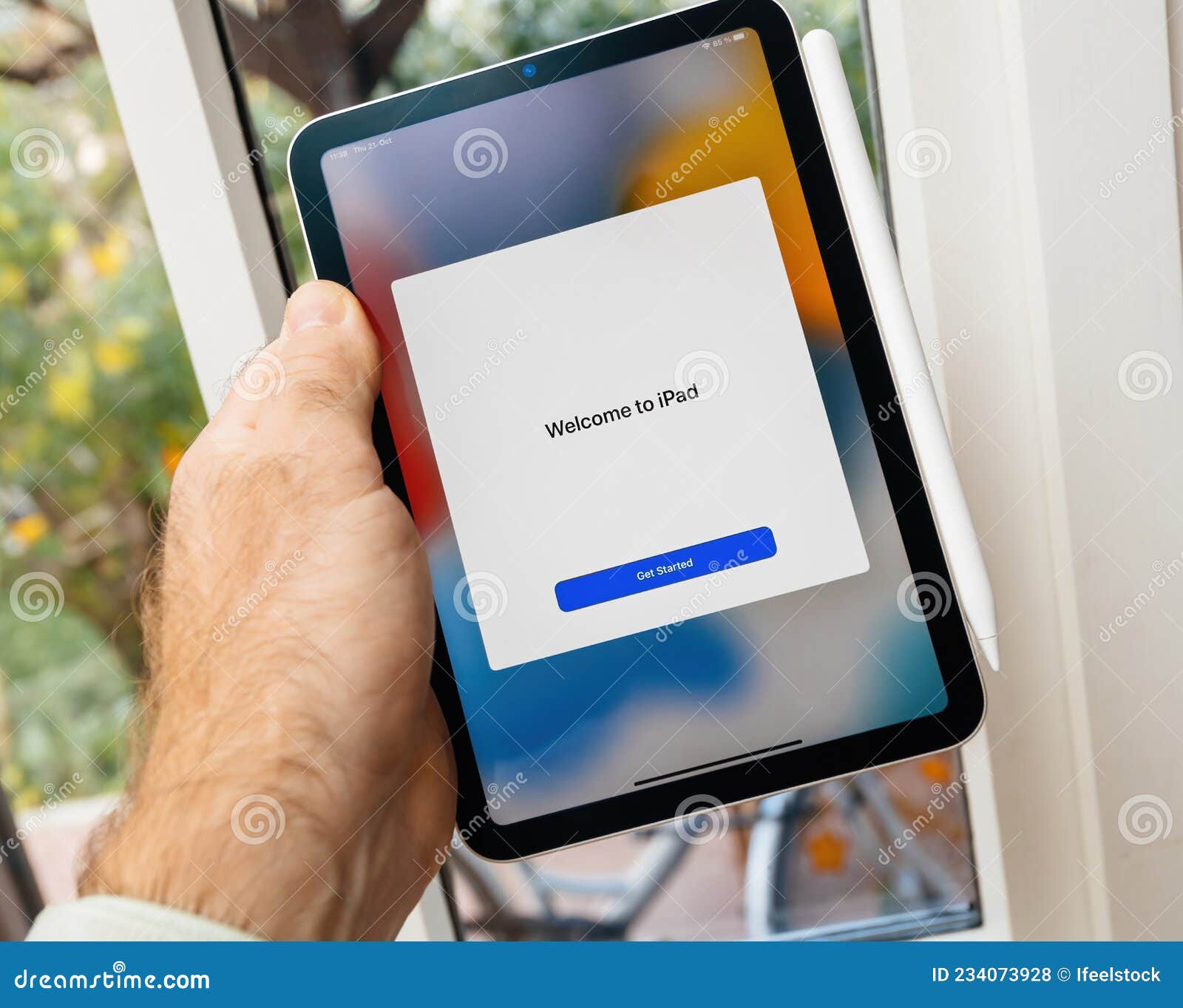 Welcome To IPad, Get Started Button Message on the New Sixth-generation ...