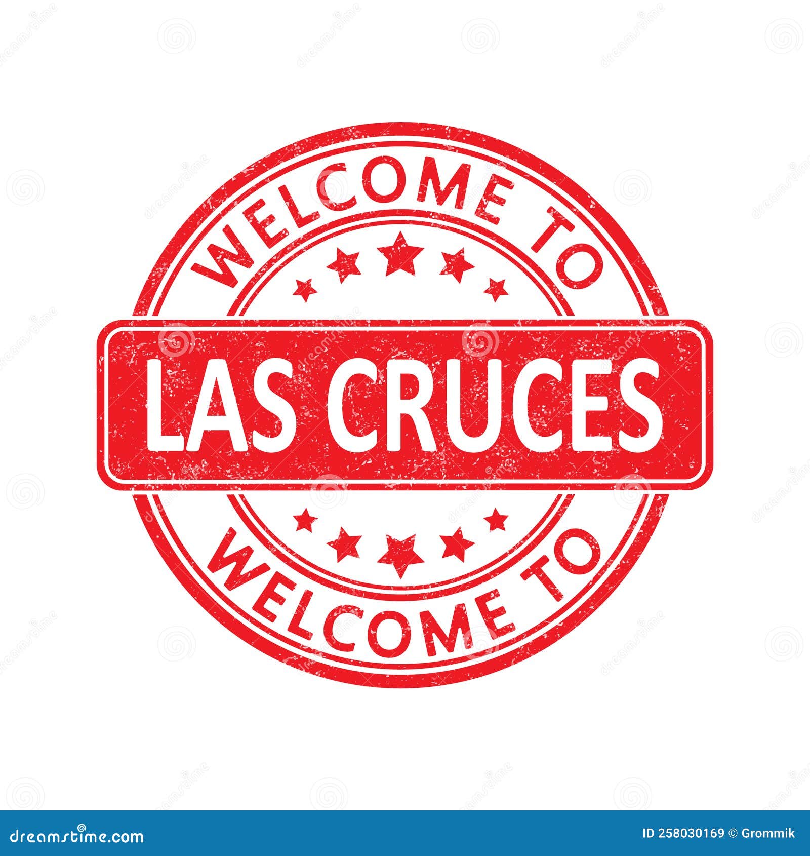 Welcome To LAS CRUCES. Impression of a Round Stamp with a Scuff Stock ...