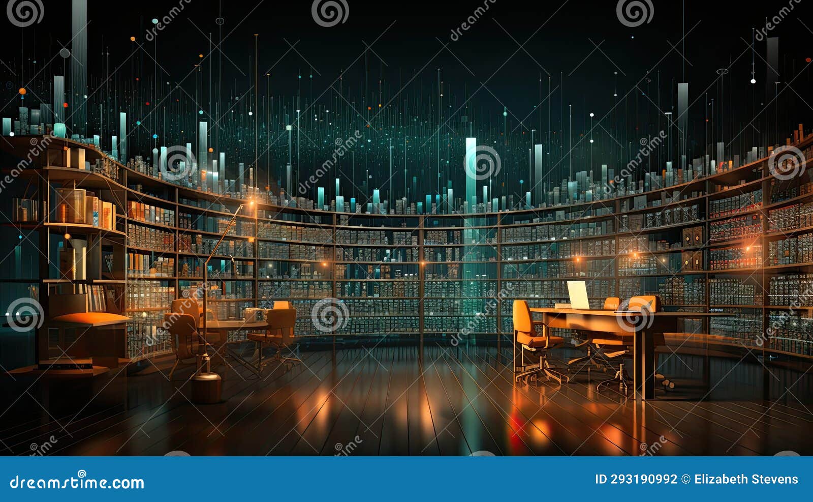 Welcome To a Library of the Future Stock Illustration - Illustration of ...