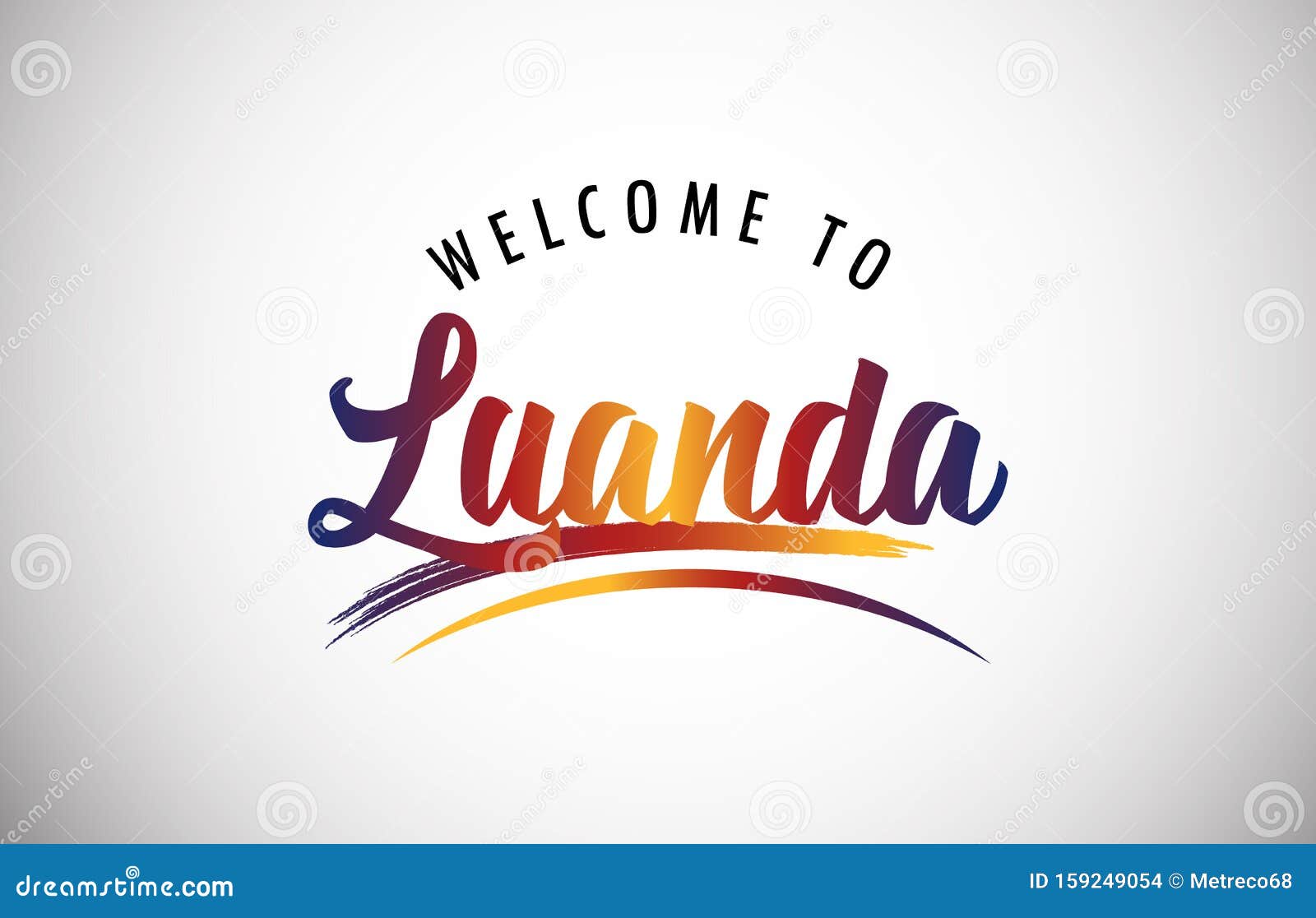 Luanda Welcome To Word Text With Handwritten Font And Golden Tex ...