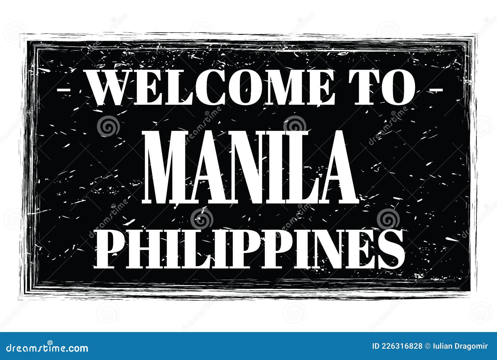 WELCOME TO MANILA - PHILIPPINES, Words Written on Black Stamp Stock ...