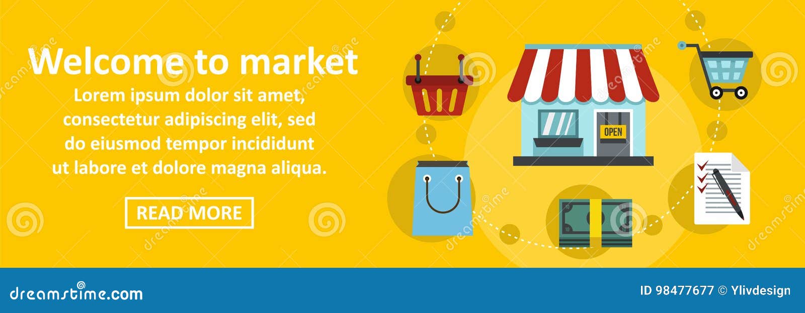 Welcome To Market Banner Horizontal Concept Stock Vector - Illustration ...