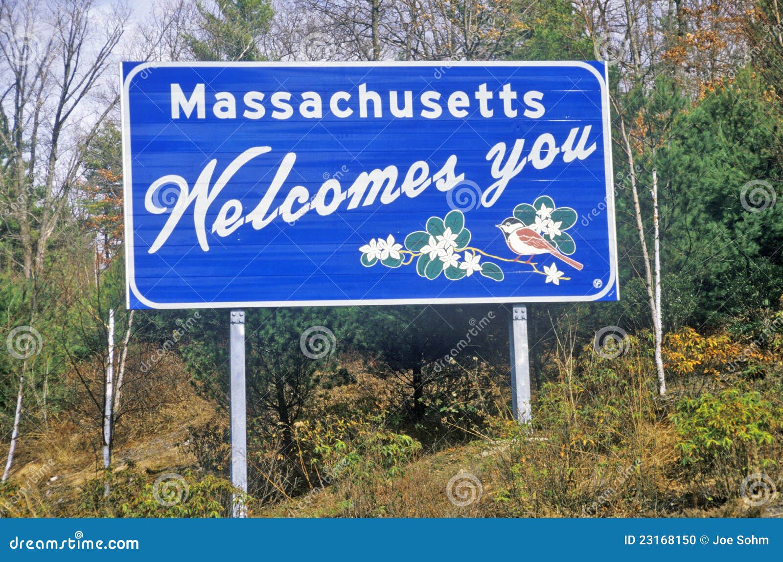 Welcome To Massachusetts Sign Stock Photo - Image of color, americana ...