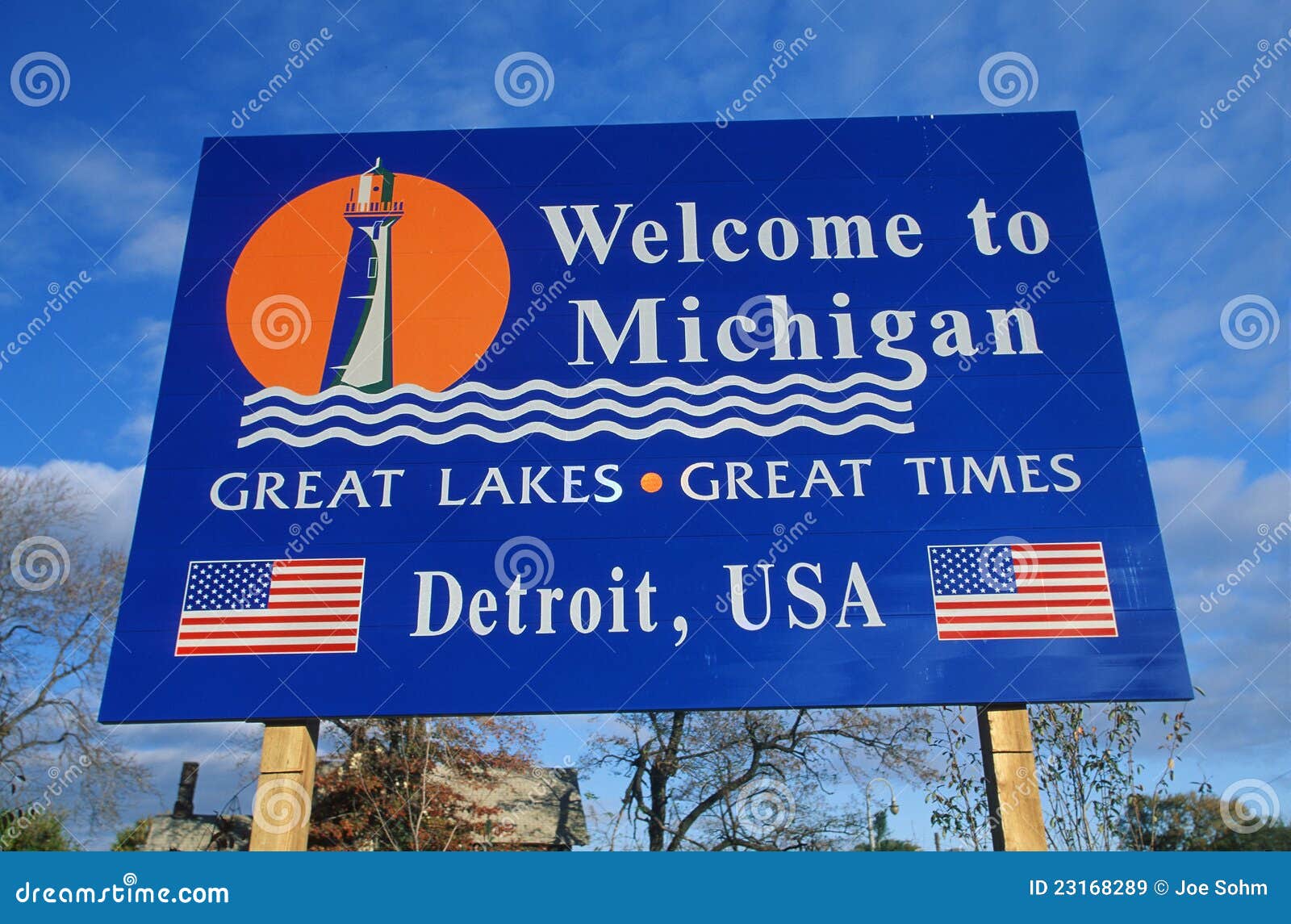 Welcome to Michigan Sign editorial stock image. Image of features ...