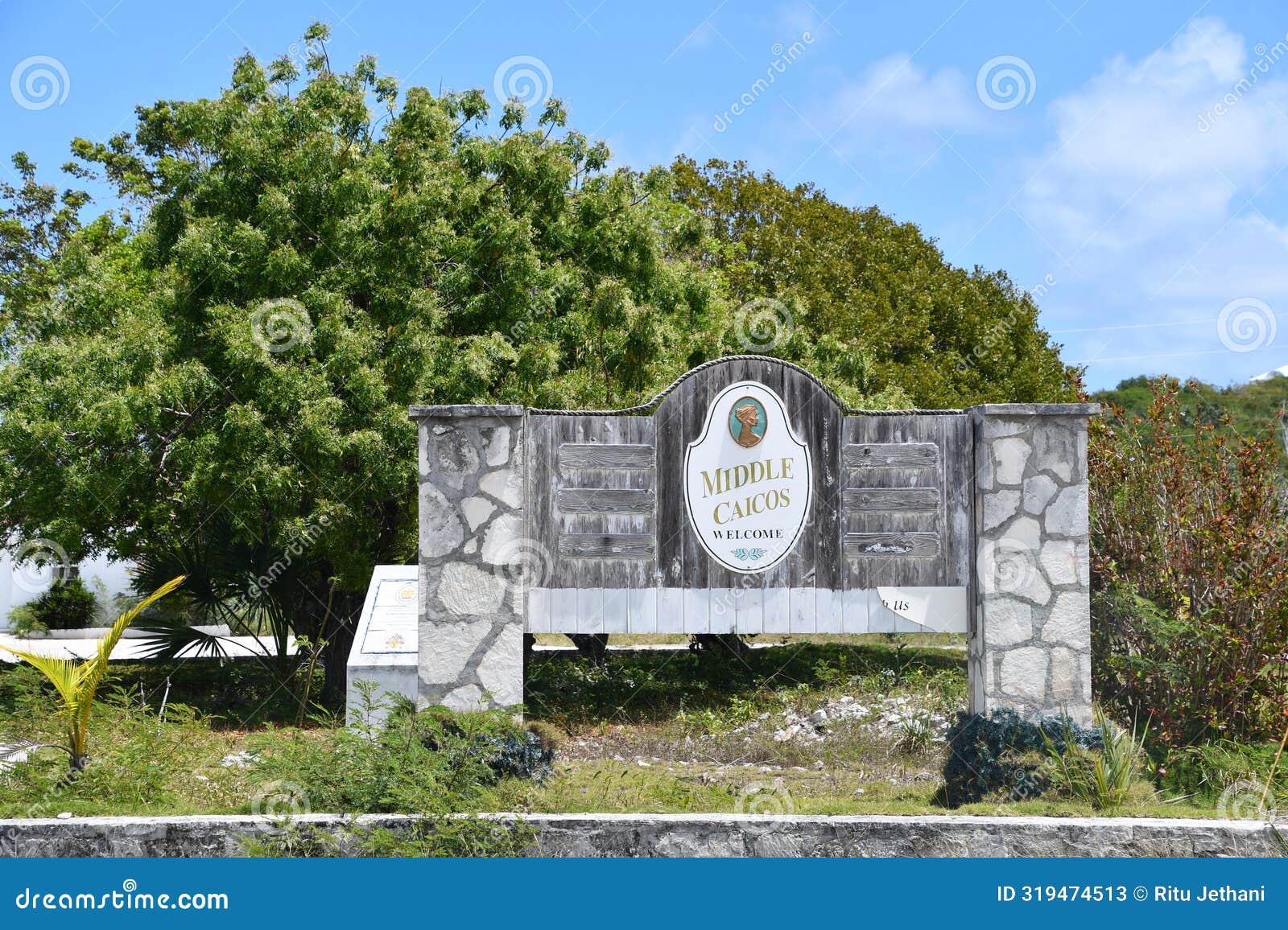 Welcome To Middle Caicos Sign in the Turks and Caicos Islands Editorial ...