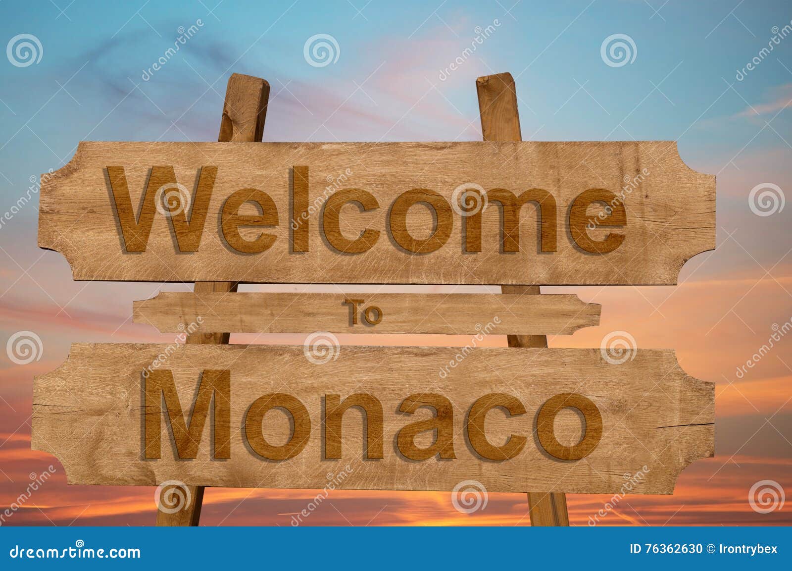 Welcome To Monaco Sign on Wood Background Stock Illustration ...