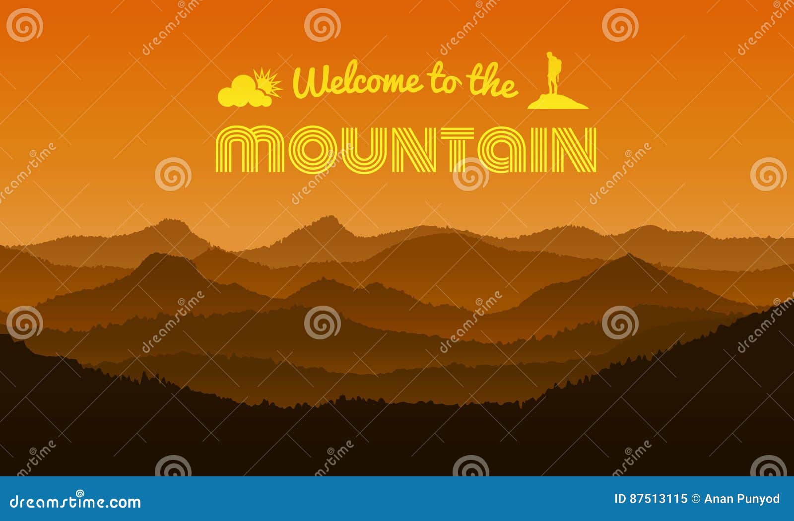 Welcome To the Mountain Text on Orange Mountain Layer Abstract ...