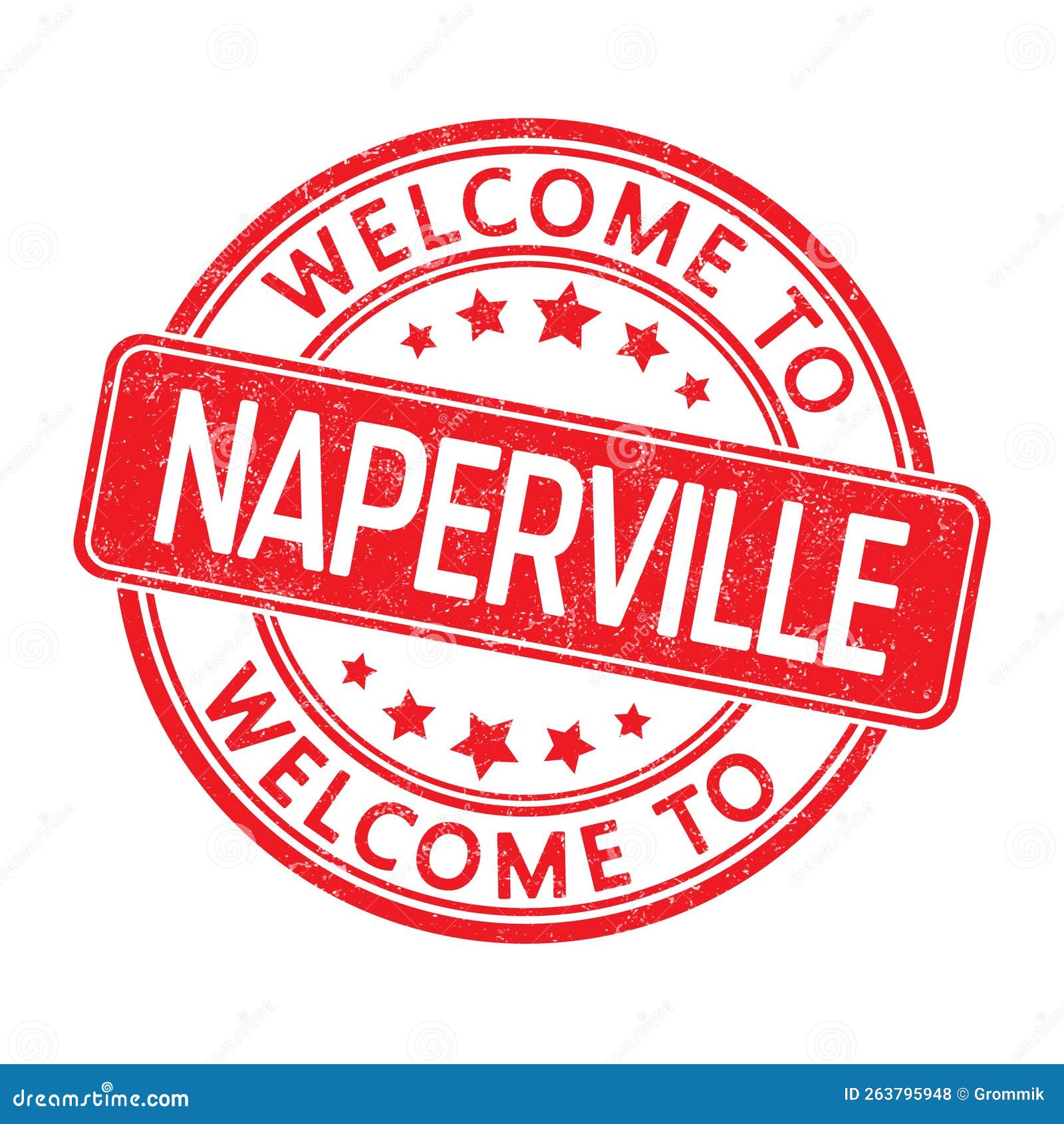 Welcome To NAPERVILLE. Impression of a Round Stamp with a Scuff Stock ...