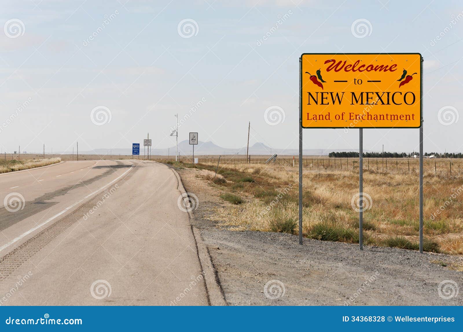 Welcome to New Mexico stock photo. Image of highway, santa - 34368328