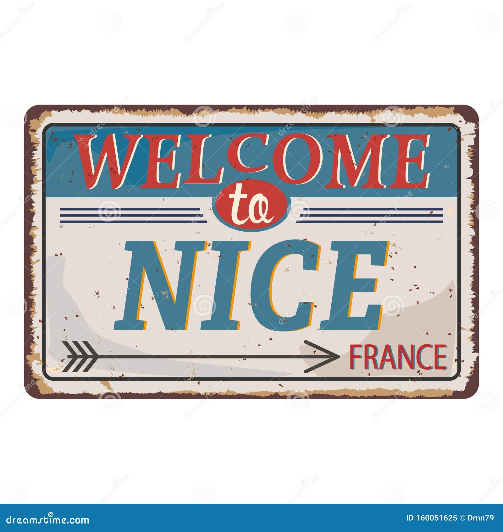 Welcome To Nice Vintage Blank Metal Sign with Text Vector EPS 10. Stock ...