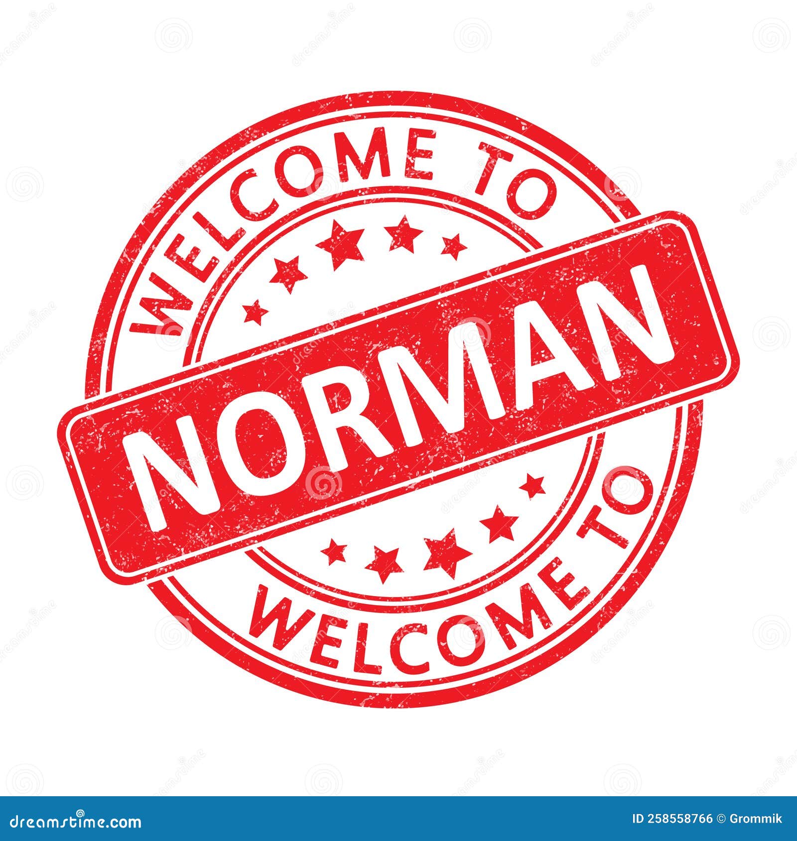 Welcome To NORMAN. Impression of a Round Stamp with a Scuff Stock ...