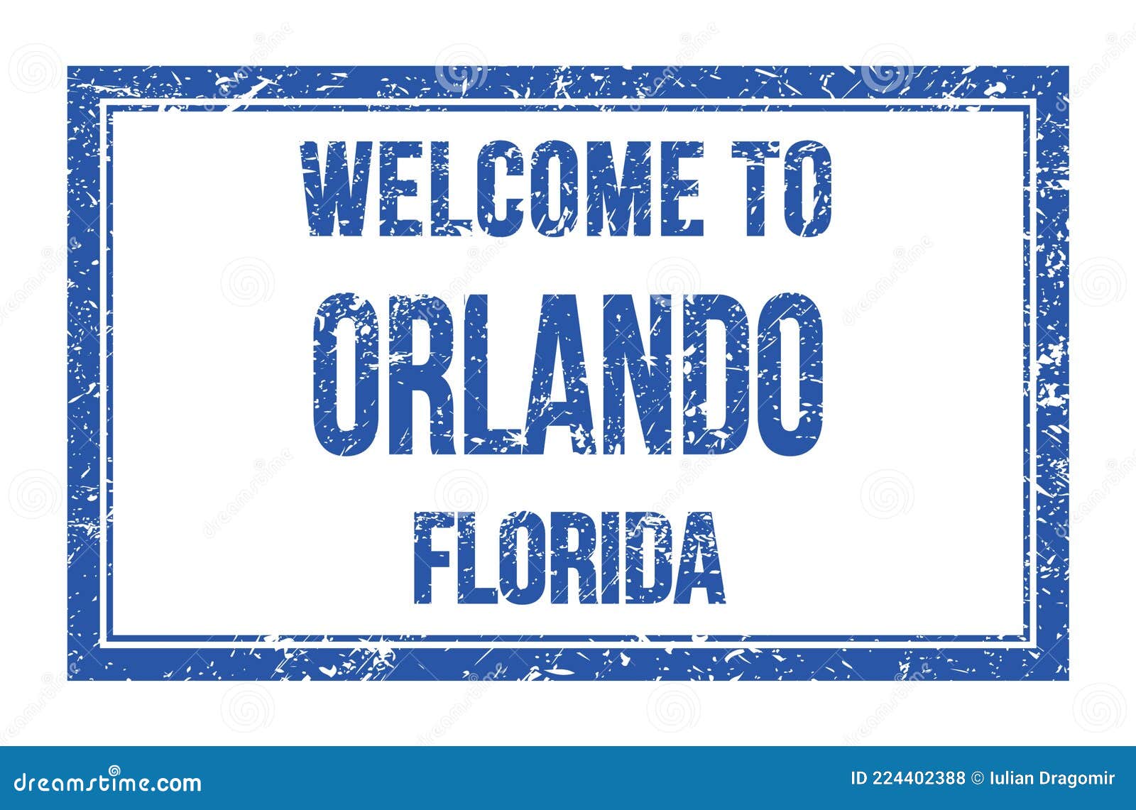 WELCOME TO ORLANDO - FLORIDA, Words Written on Light Blue Rectangle ...