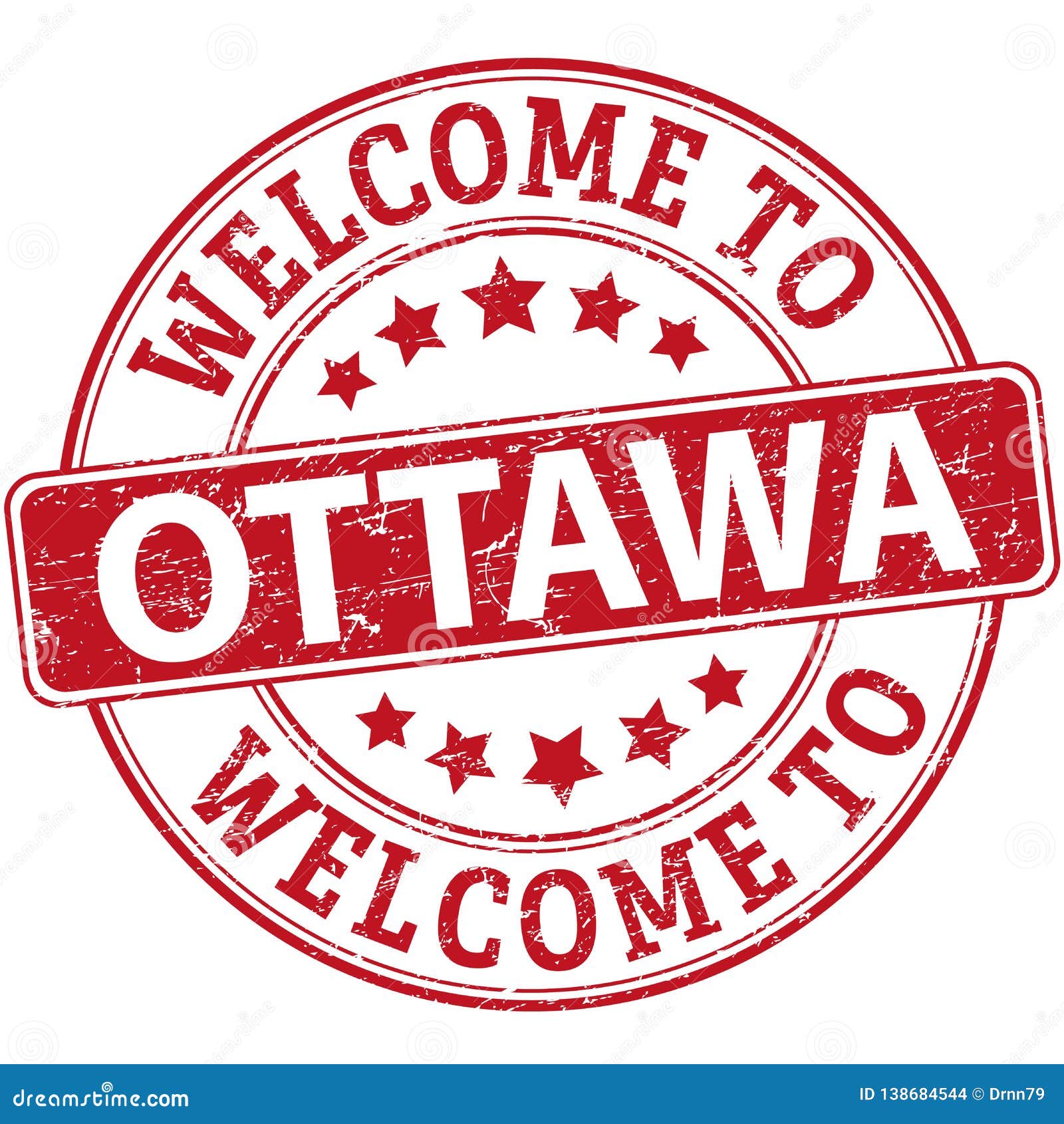 Welcome To Ottawa Red Rubber Web Stamp with Stars Stock Illustration ...