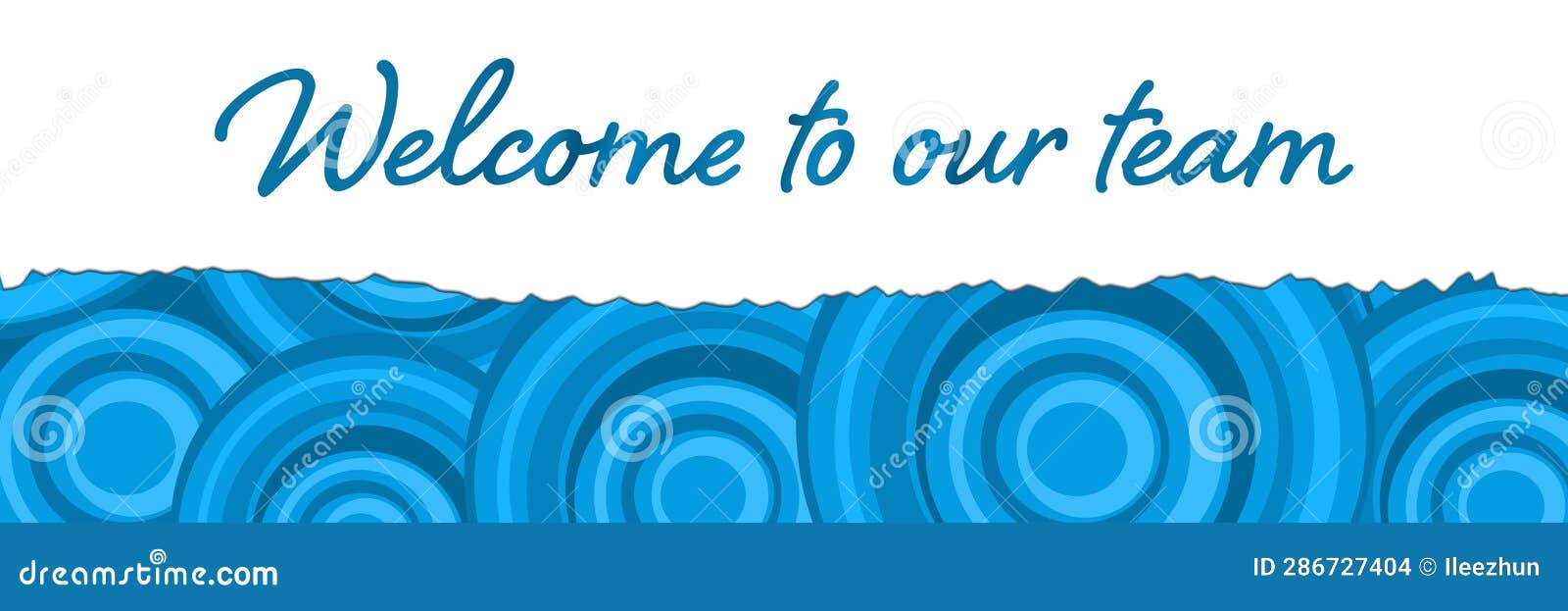 Welcome To Our Team Blue Circular Background Ripped Effect Text Stock ...