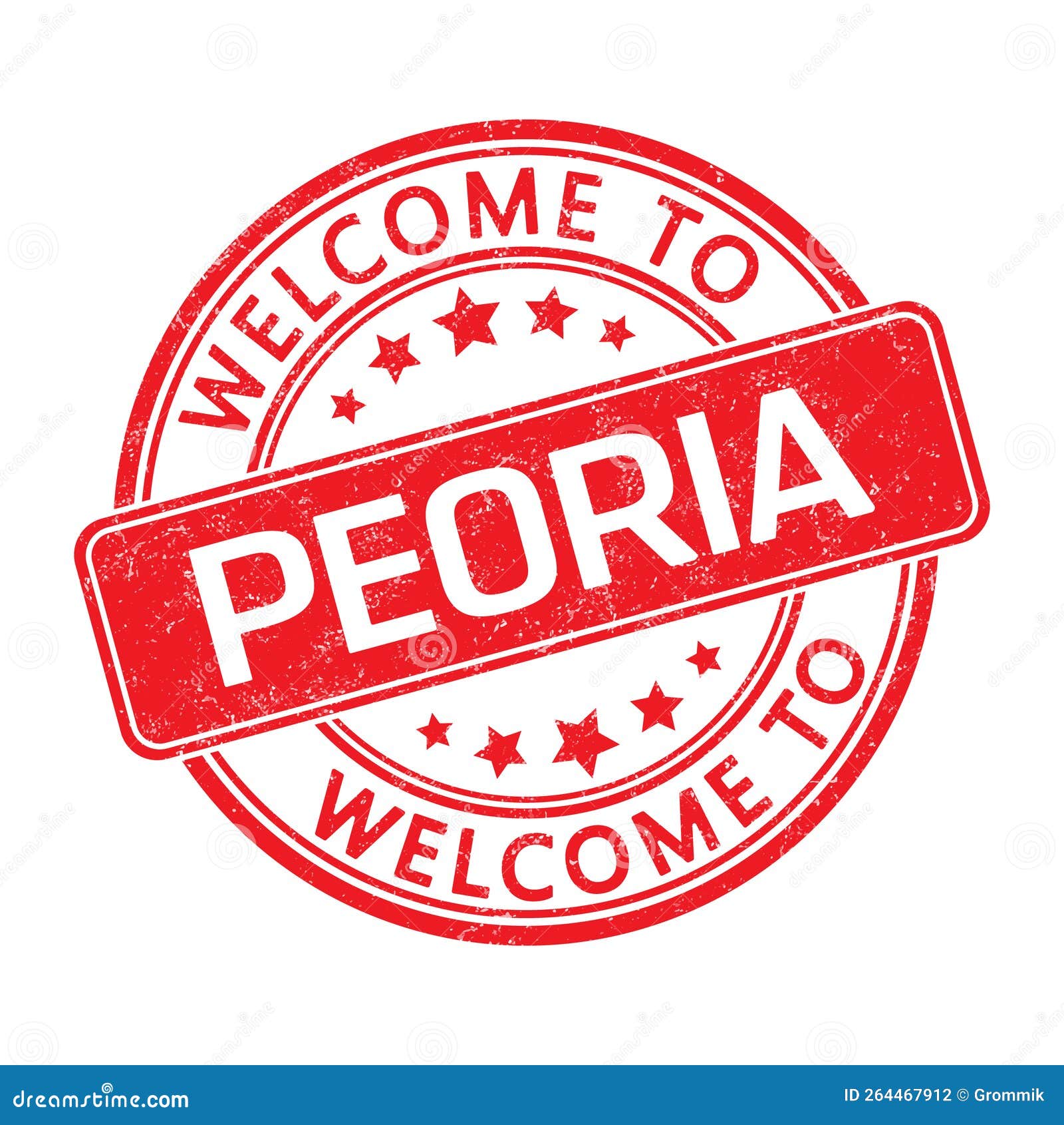 Welcome To PEORIA. Impression Of A Round Stamp With A Scuff. Flat Style ...