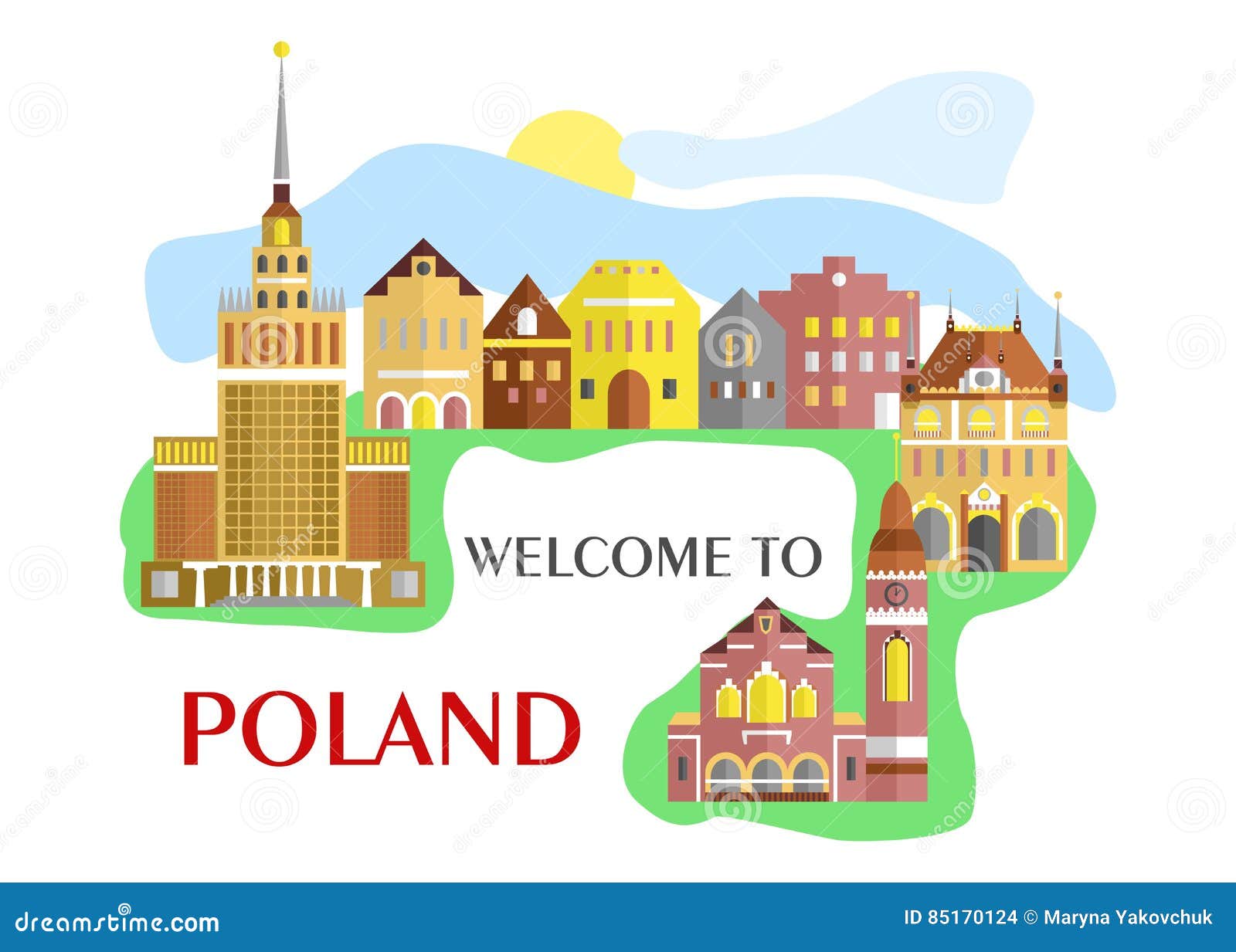 Welcome to poland stock vector. Illustration of temple - 85170124