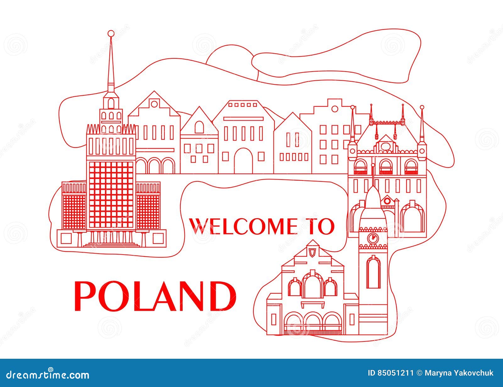 Welcome to poland red stock vector. Illustration of travel - 85051211