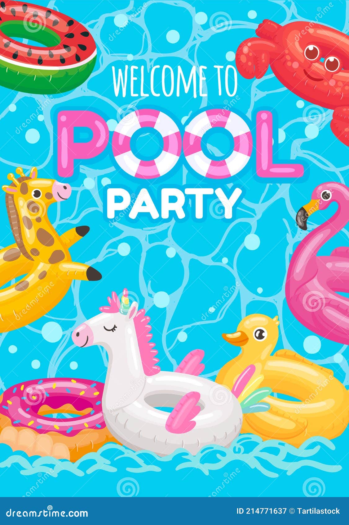 Pool Party Invitation Vector Illustration Top View Of Swimming Pool