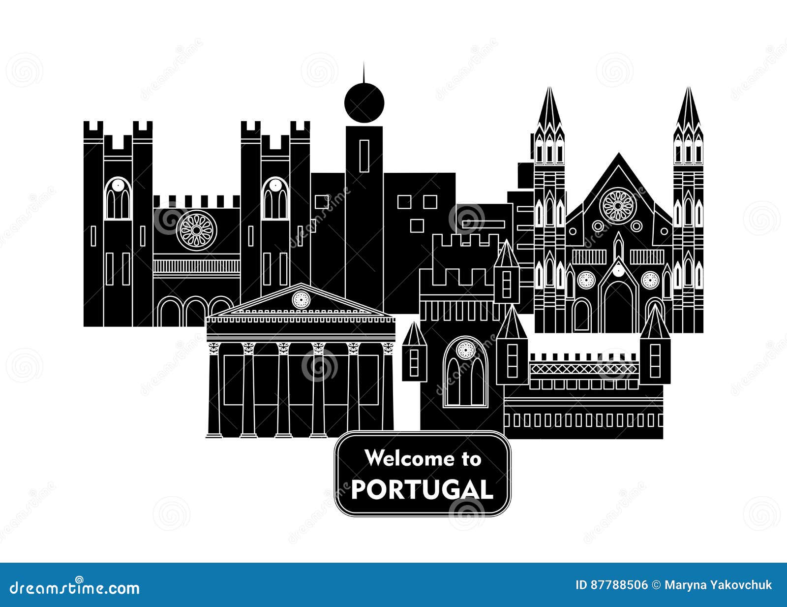 Welcome to portugal stock vector. Illustration of tourism - 87788506