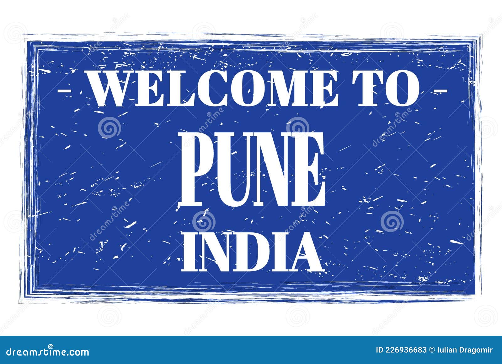 WELCOME TO PUNE - INDIA, Words Written on Blue Stamp Stock Illustration ...