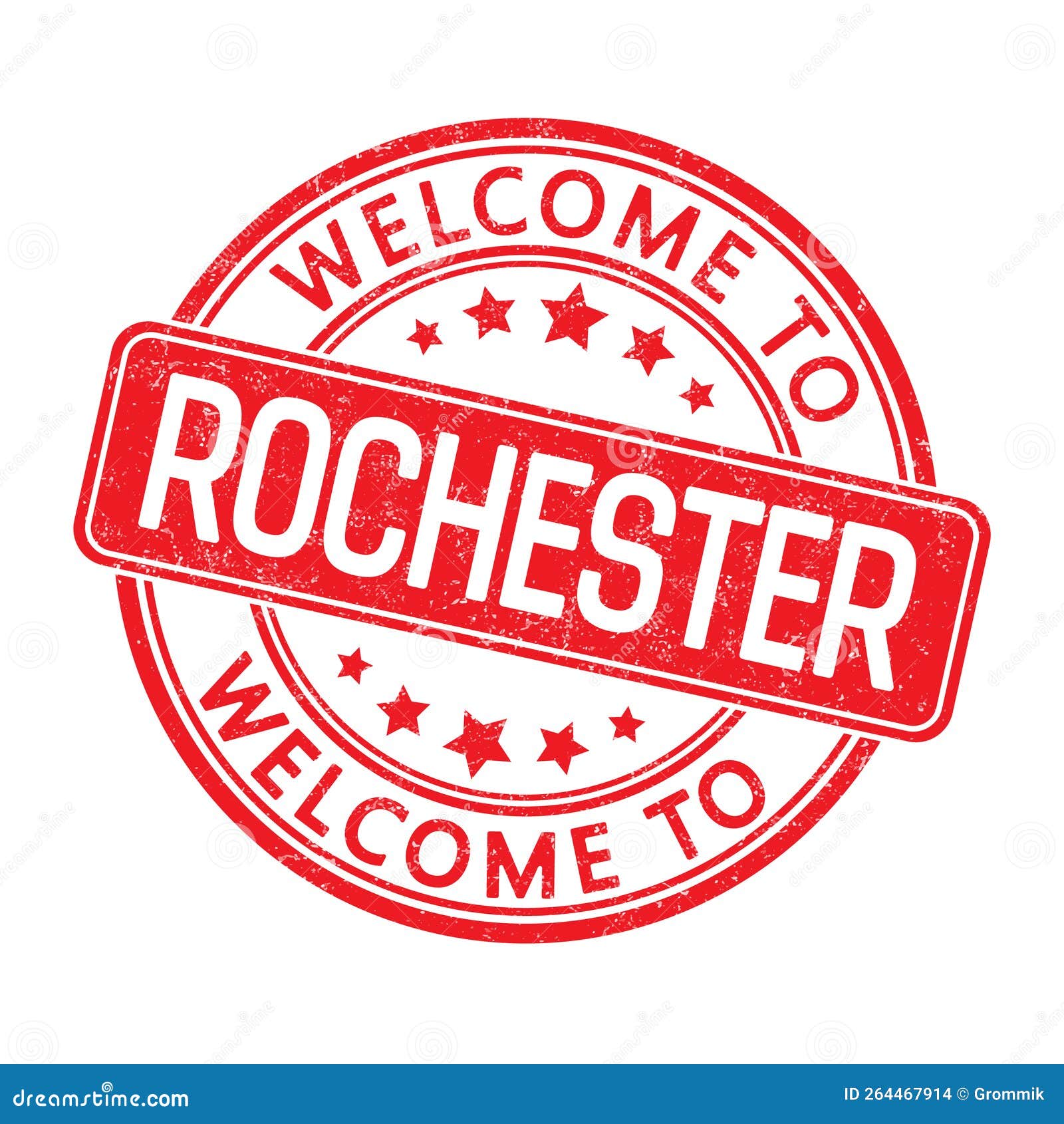 Welcome To ROCHESTER. Impression of a Round Stamp with a Scuff Stock ...