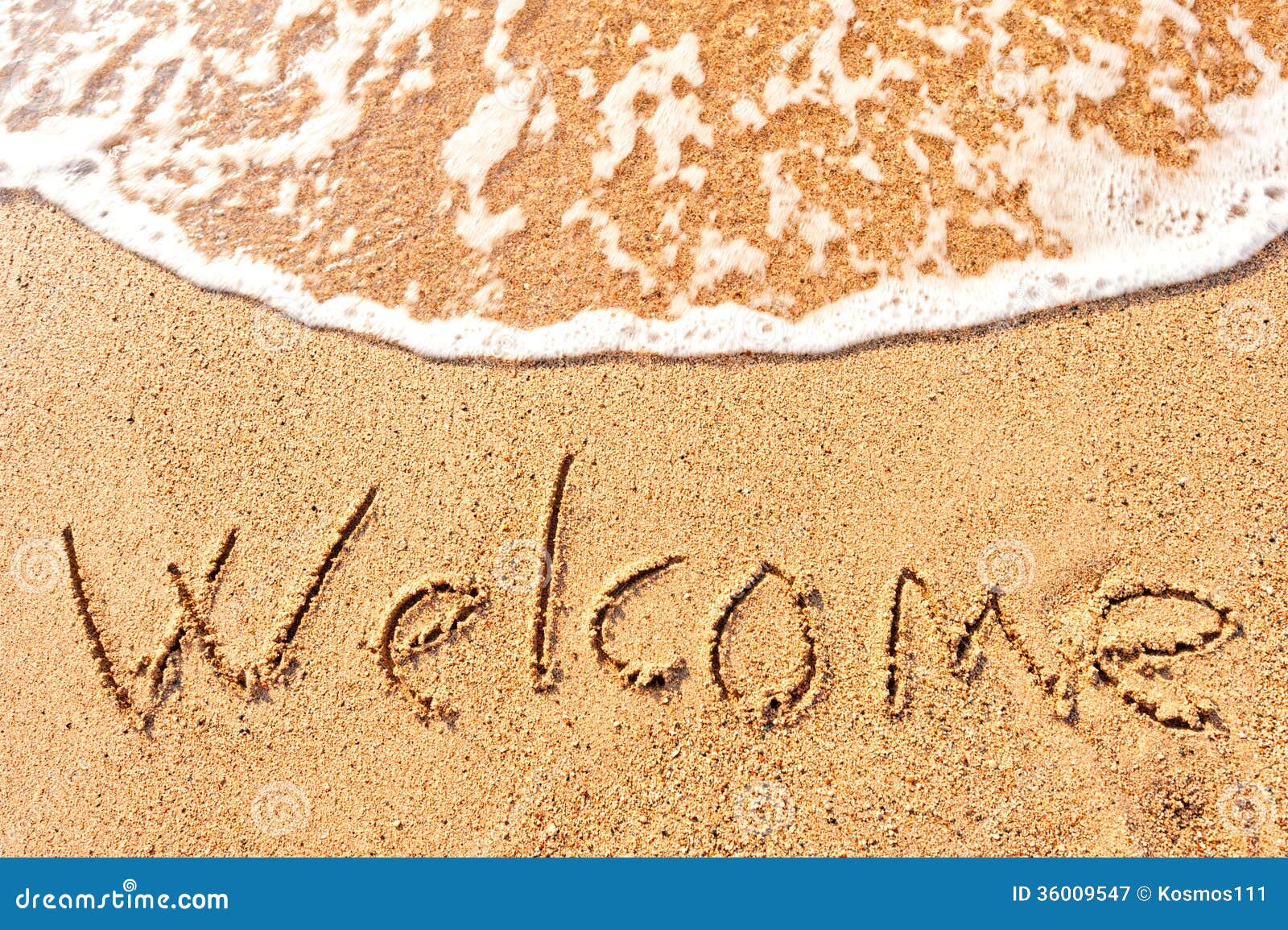 Welcome To the Sand by the Sea Stock Image - Image of handwriting ...