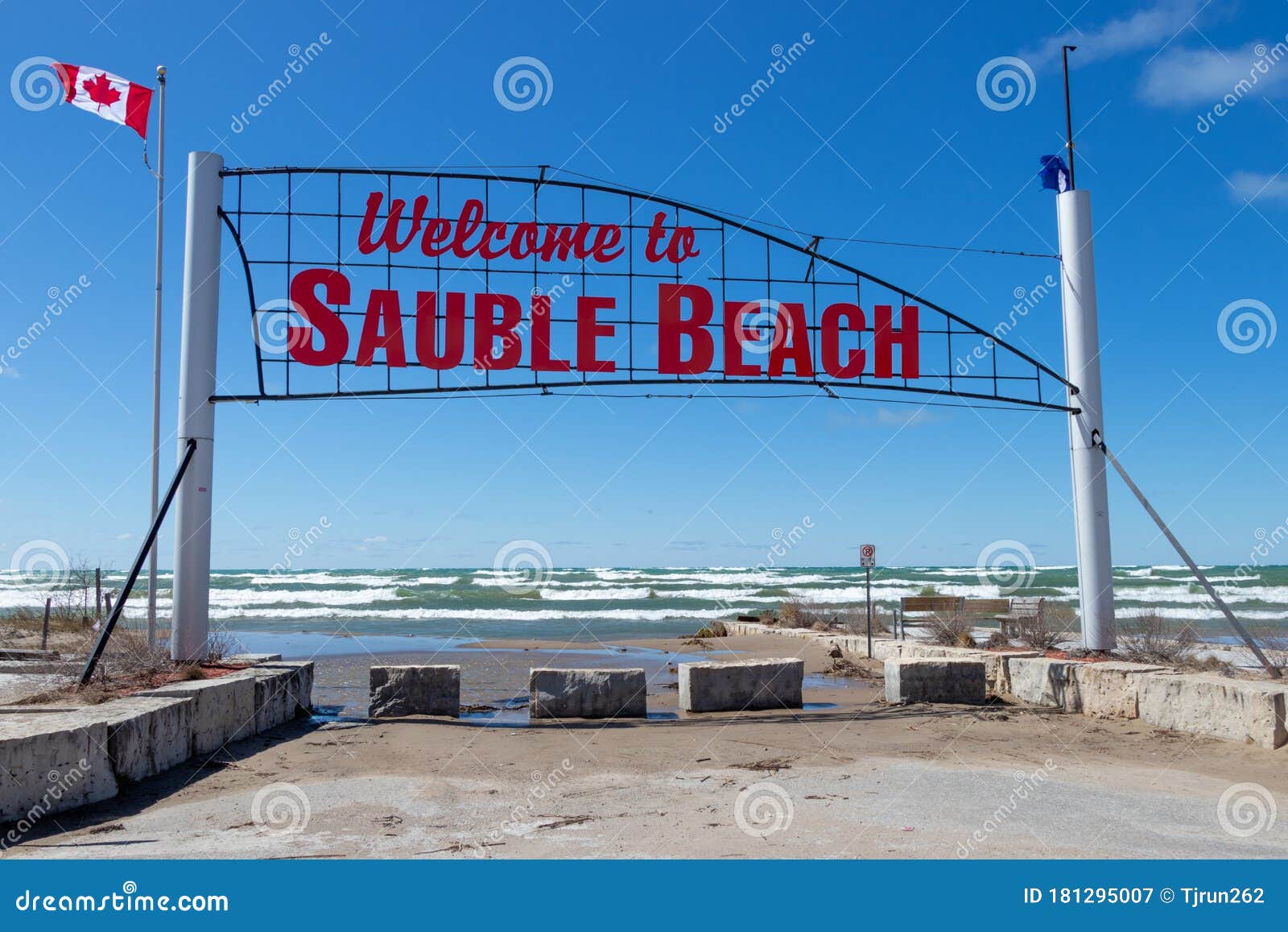 Welcome To Sauble Beach Sign High Water Stock Image - Image of sauble ...
