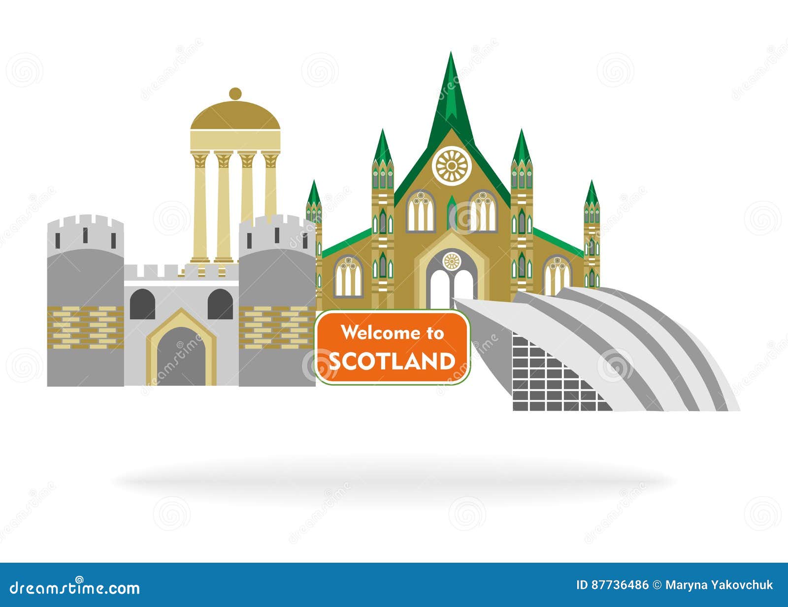 Welcome to scotland stock vector. Illustration of landmark - 87736486