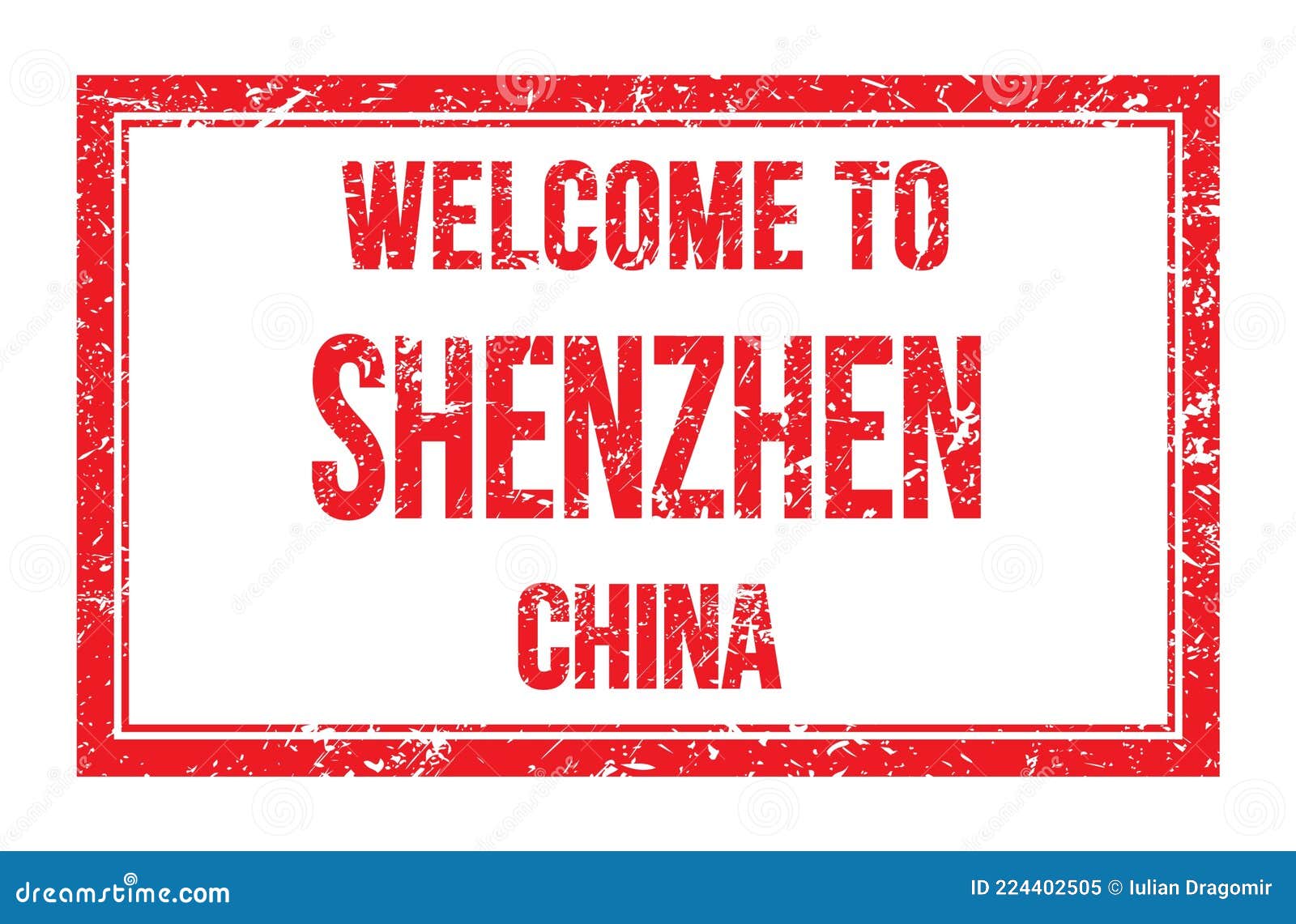 WELCOME TO SHENZHEN - CHINA, Words Written on Red Rectangle Stamp Stock ...