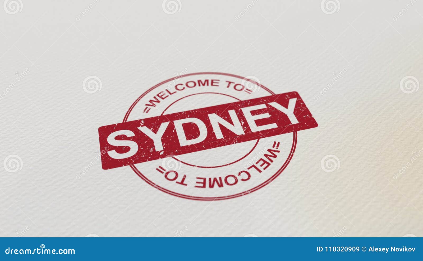 WELCOME TO SYDNEY Stamp Red Print on the Paper. 3D Rendering Stock ...