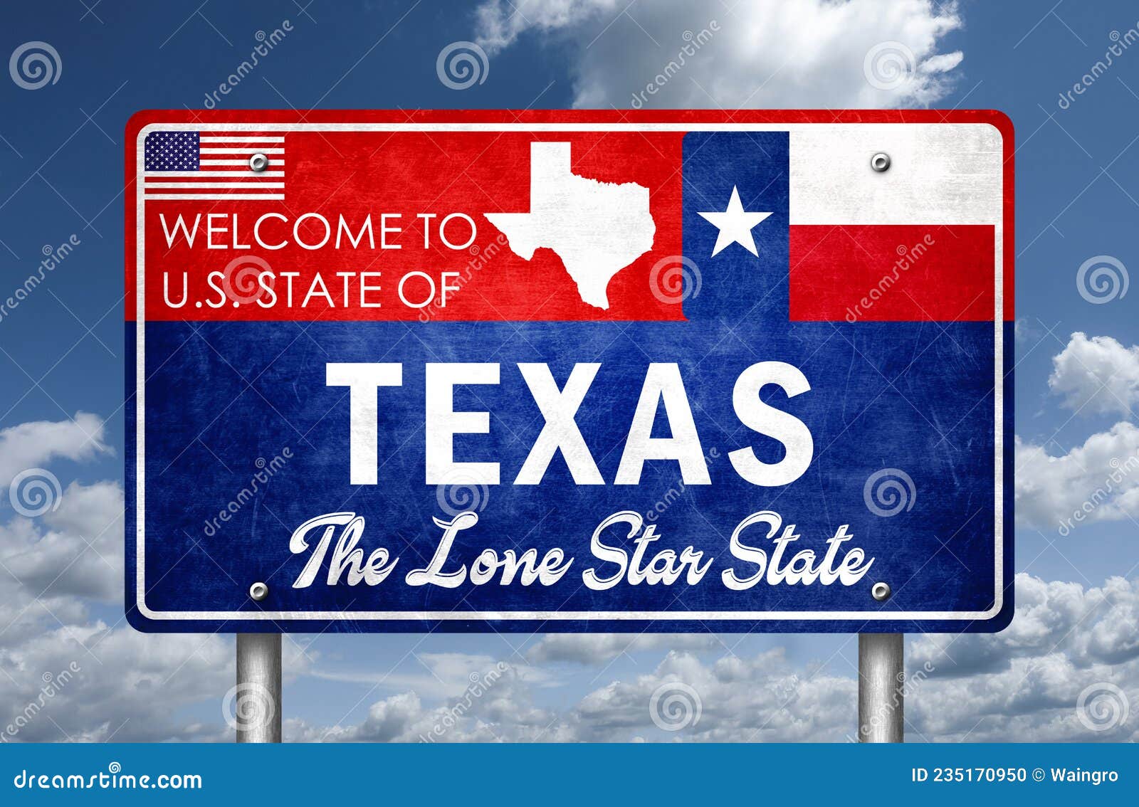 Welcome To Texas State Road Sign Stock Illustration - Illustration of ...