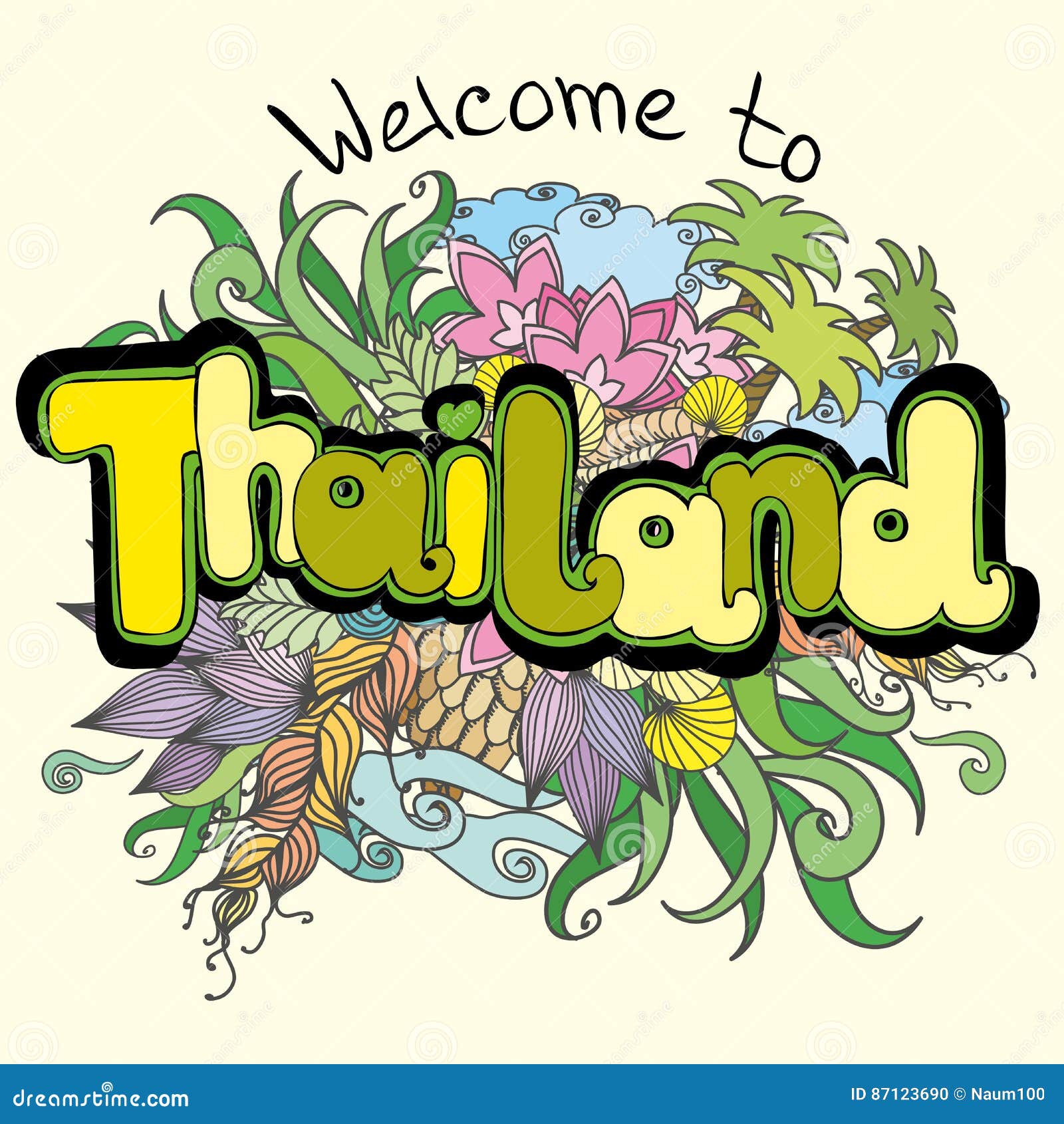 Welcome To Thailand Retro Poster Vector Illustration | CartoonDealer ...