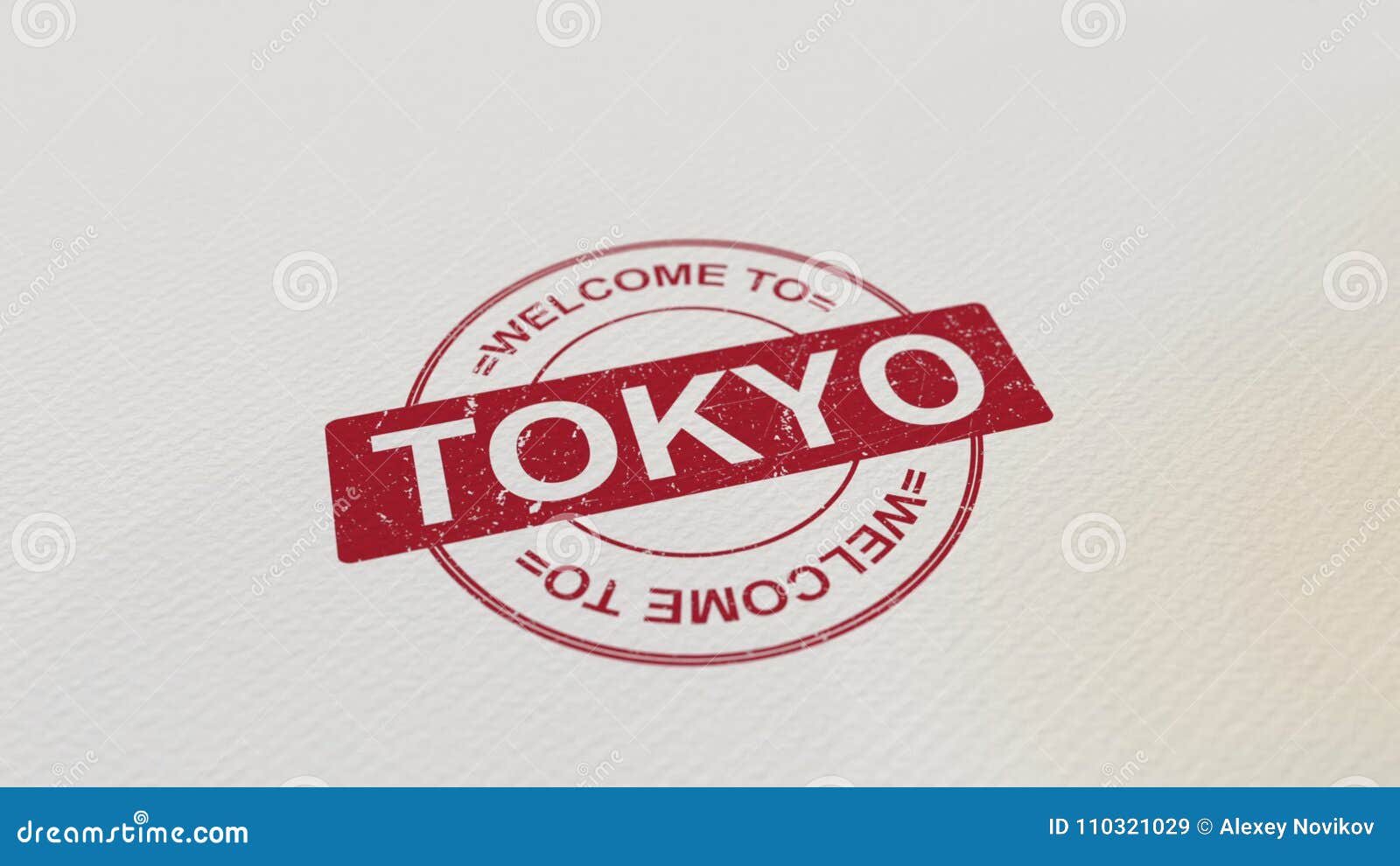 WELCOME TO TOKYO Stamp Red Print on the Paper. 3D Rendering Stock ...