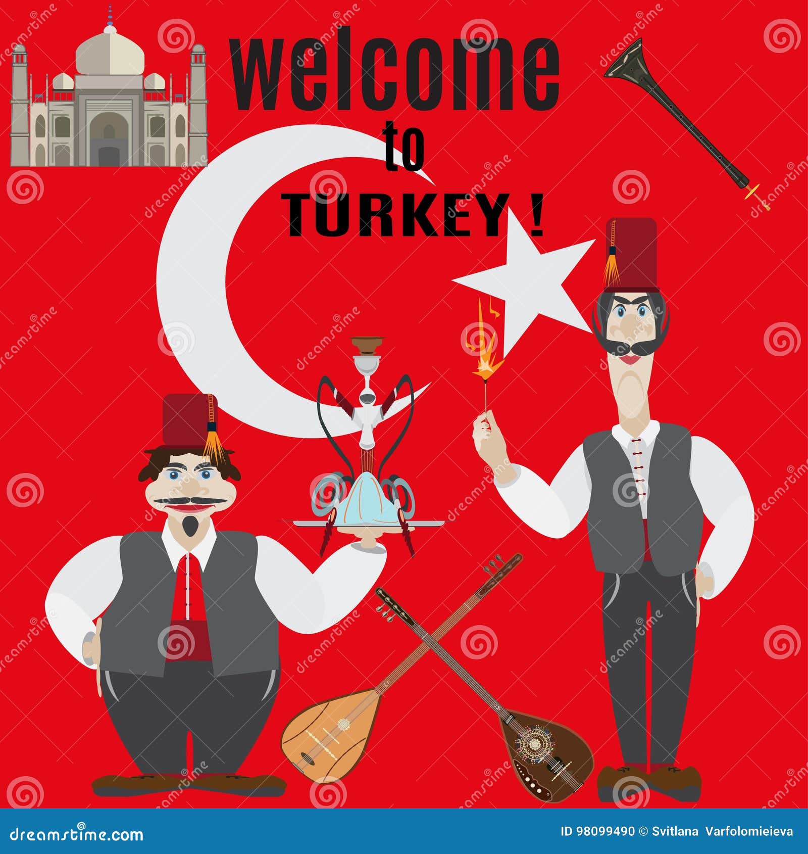 Welcome To Turkey Vector Illustration in Flat Style Stock Vector ...
